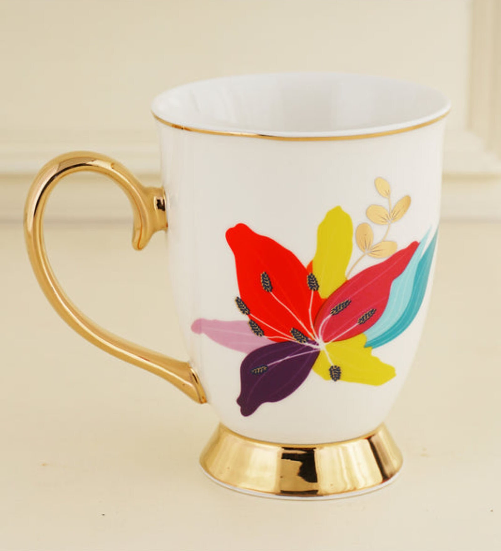 Buy Julian 310ml White & Gold Bone China Coffee Mug at 16% OFF by TDT ...