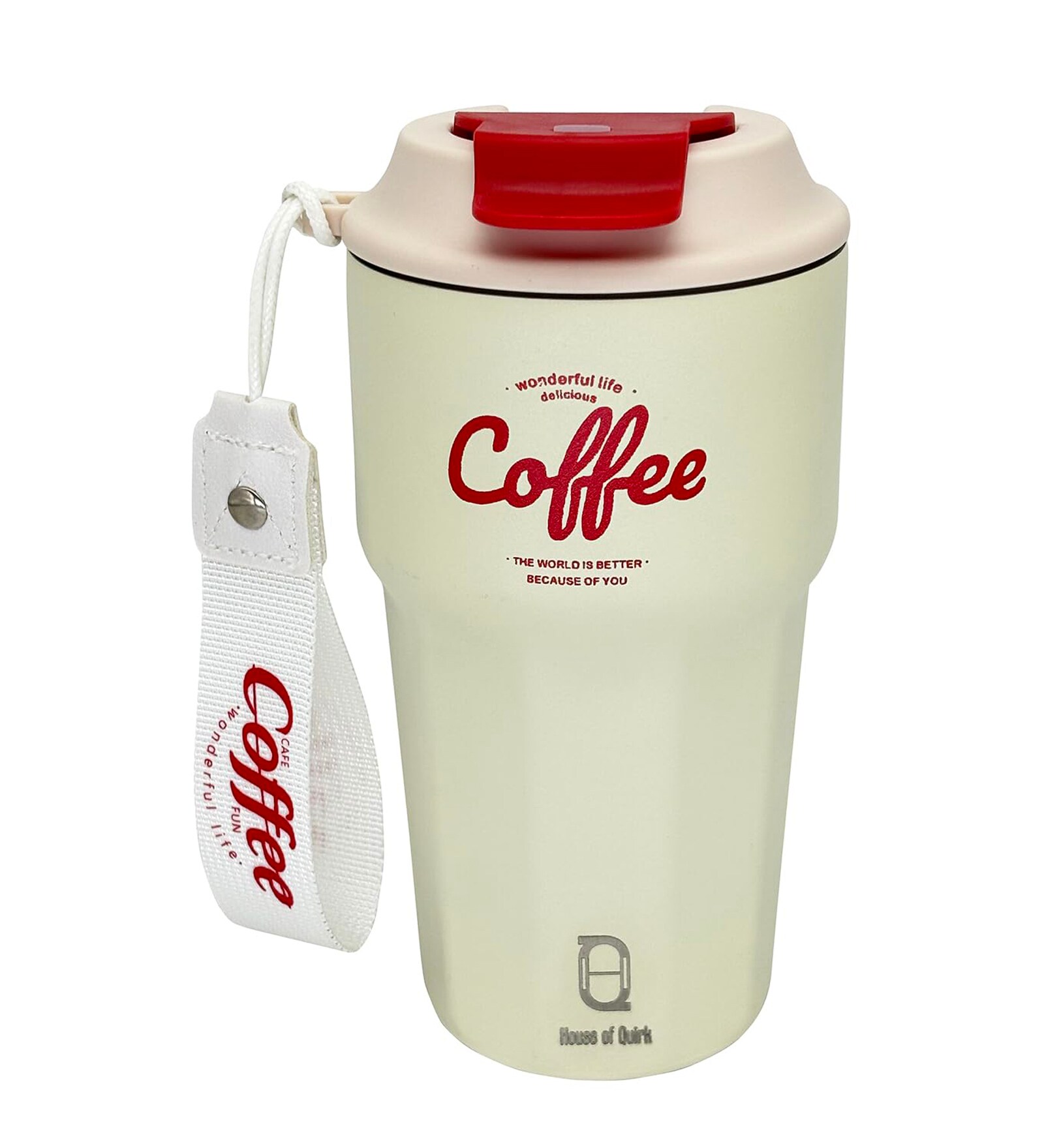 Buy White 420ml Stainless Steel Double Vacuum Insulated Leak Proof Coffee Tumbler with Lid at 14 ...