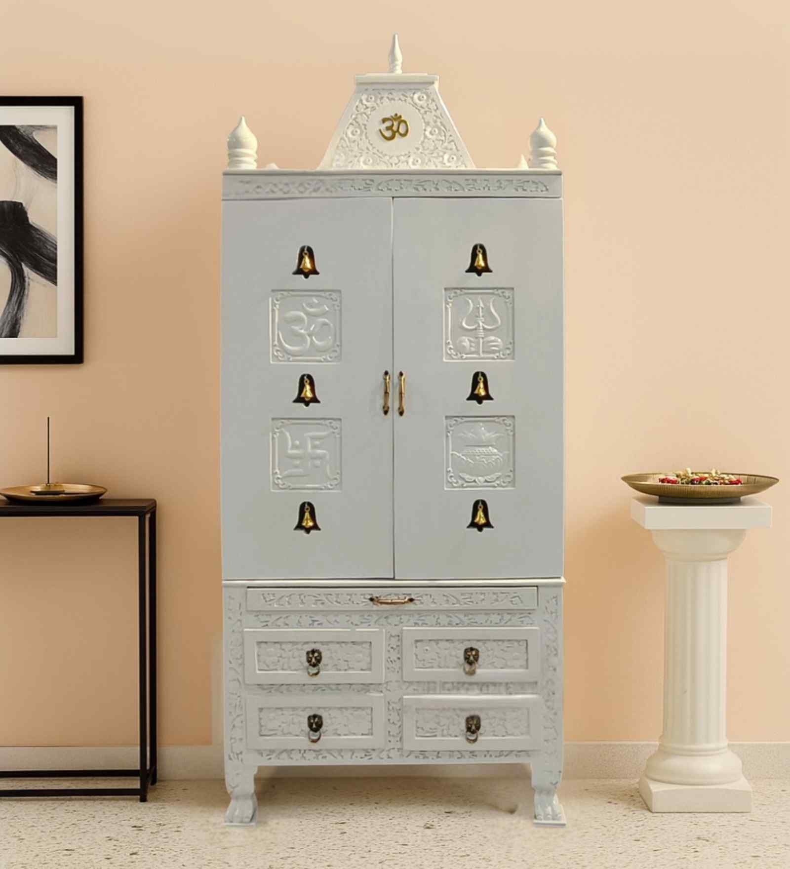 Buy White Aarati Teak Wooden Mandir at 8% OFF by DZYN Furnitures ...
