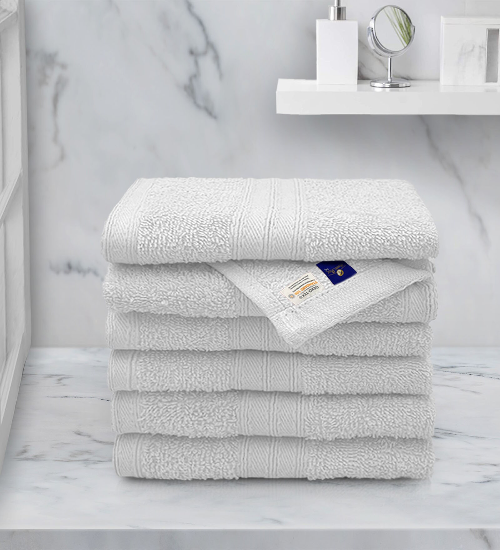 Buy White Anatolia Solid 500 GSM Cotton Face Towels (Set Of 6) By ...