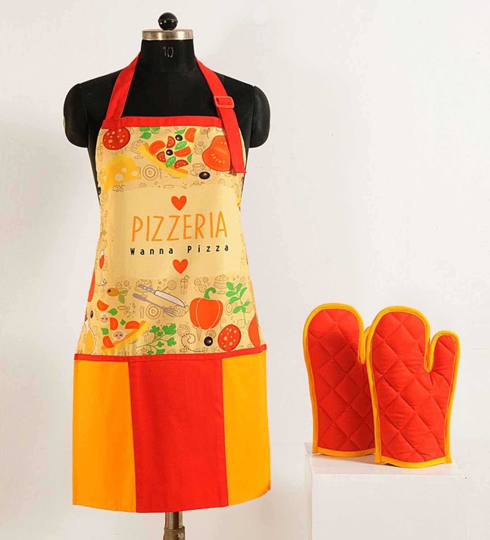 Buy Buy 1 Multicolor Cotton Apron and Get Mitten (Gloves) Set Free By ...
