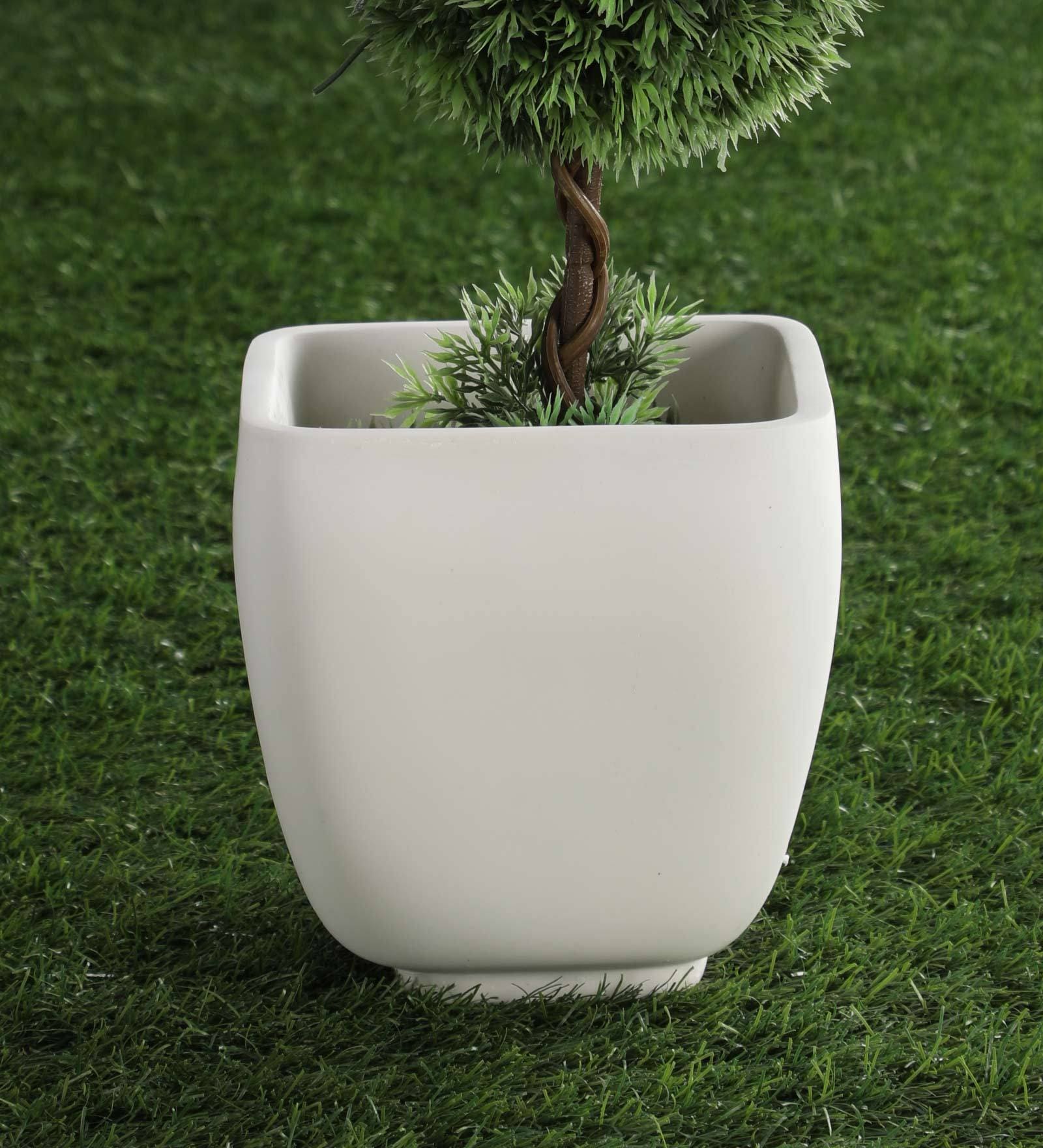 Buy White Polystone Square Shaped Small Planter by Yuccabe Italia at 30 ...