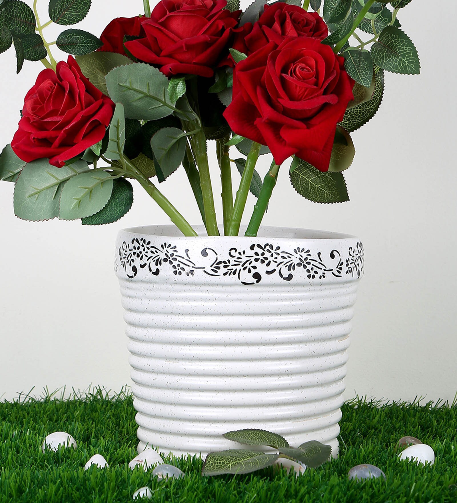 Buy White Ceramic Churi Balti Design With Print Planter at 25% OFF by ...