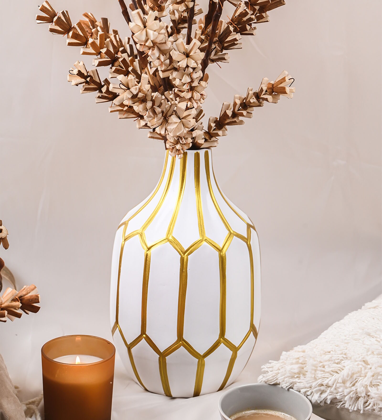 Buy Saskia White Ceramic Table Vase by Purezento at 35% OFF by ...