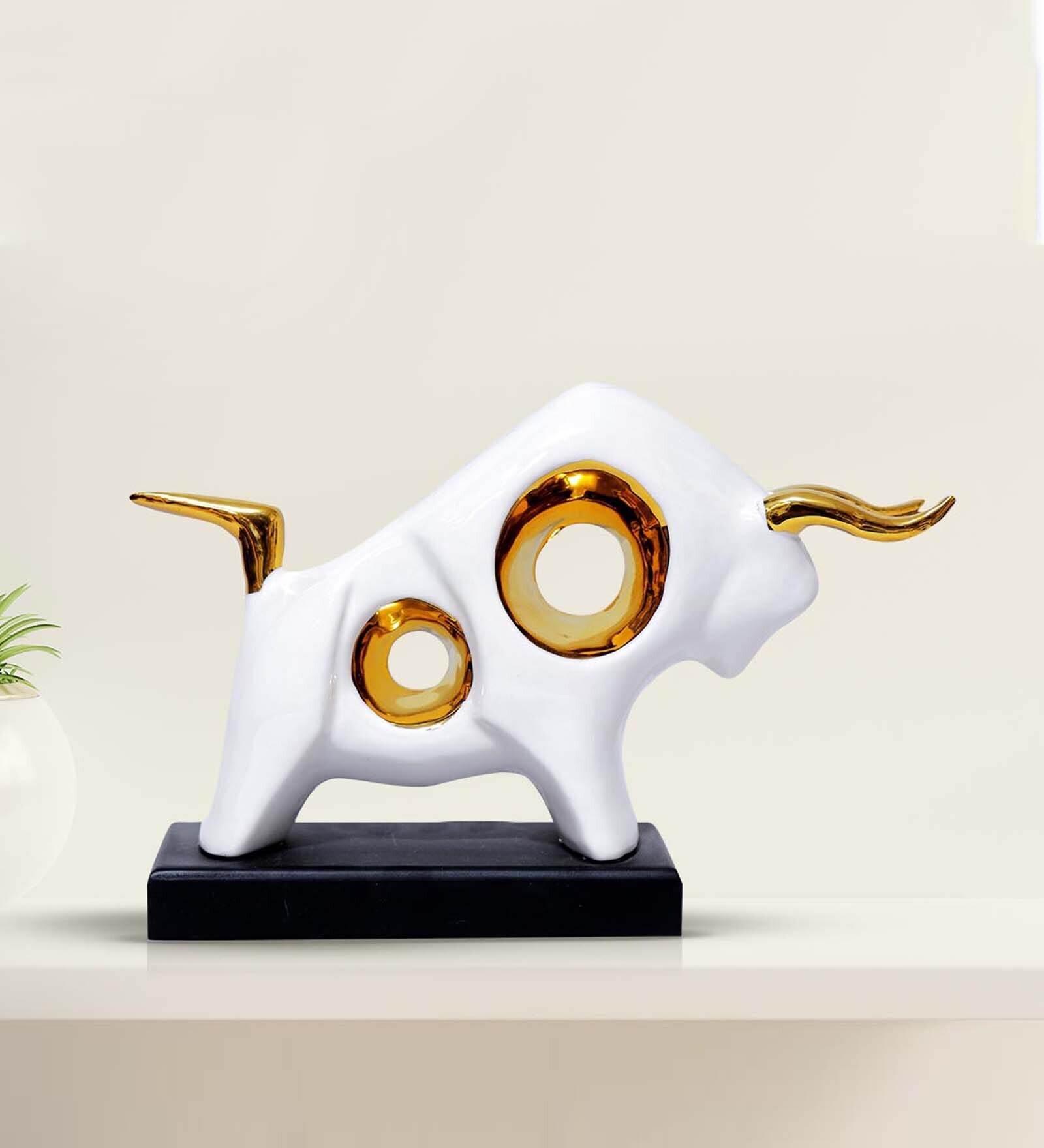 Buy White Ceramic Taurus Figurine by Magnifique Online - Animal ...