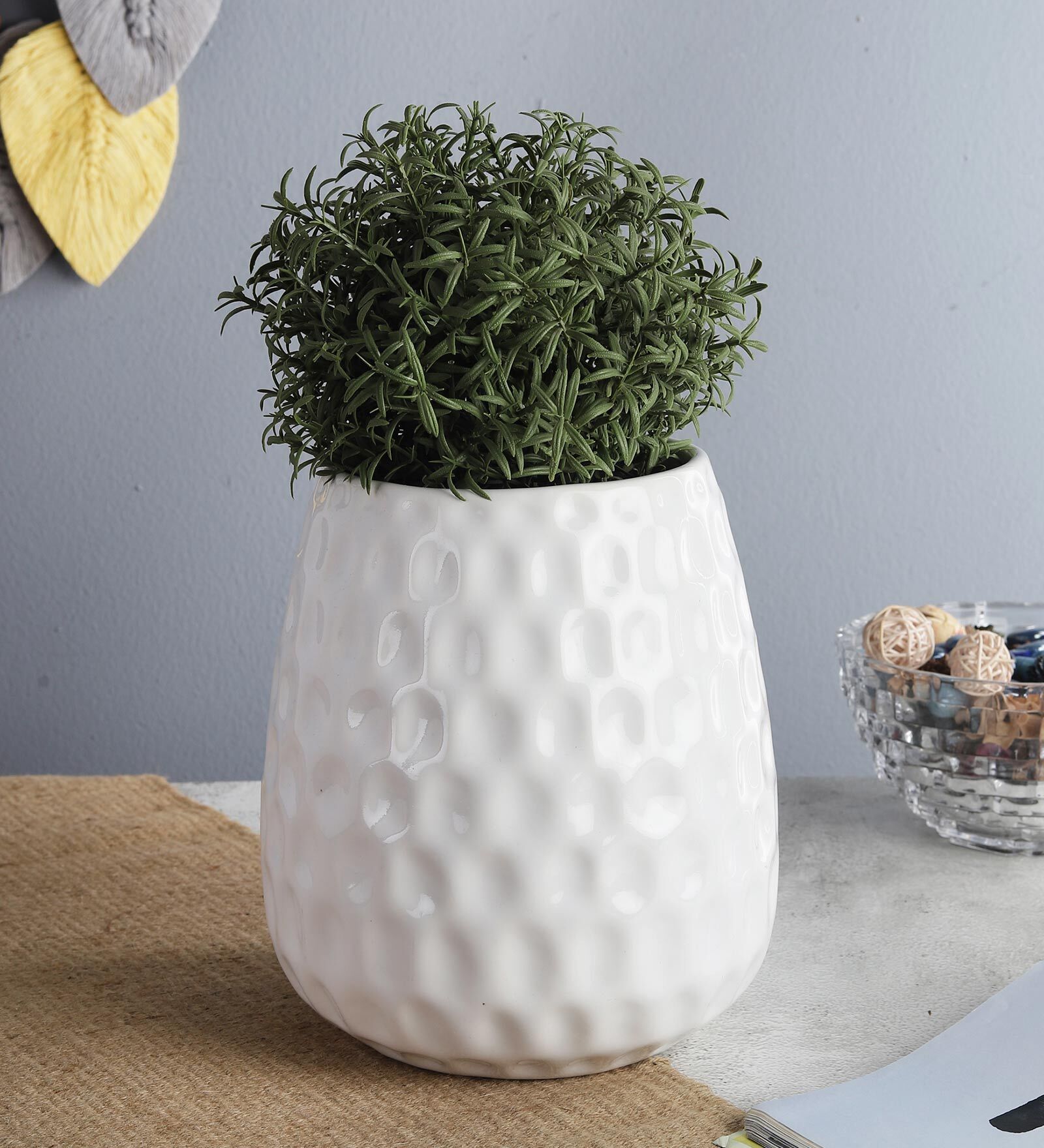 Buy White Ceramic Textured Planter by The Decor Mart at 64% OFF by The ...