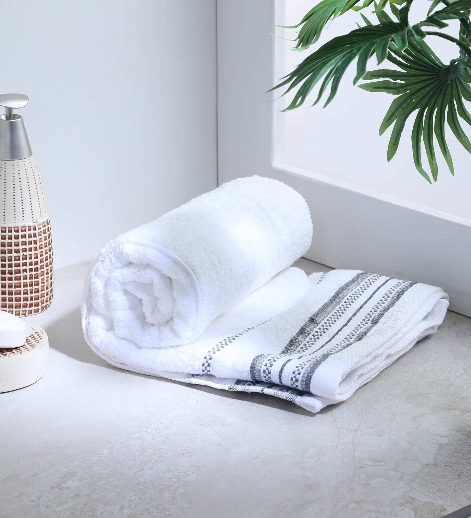 Buy White Solid 370 GSM Cotton Bath Towel by Raymond Home at 100% OFF ...