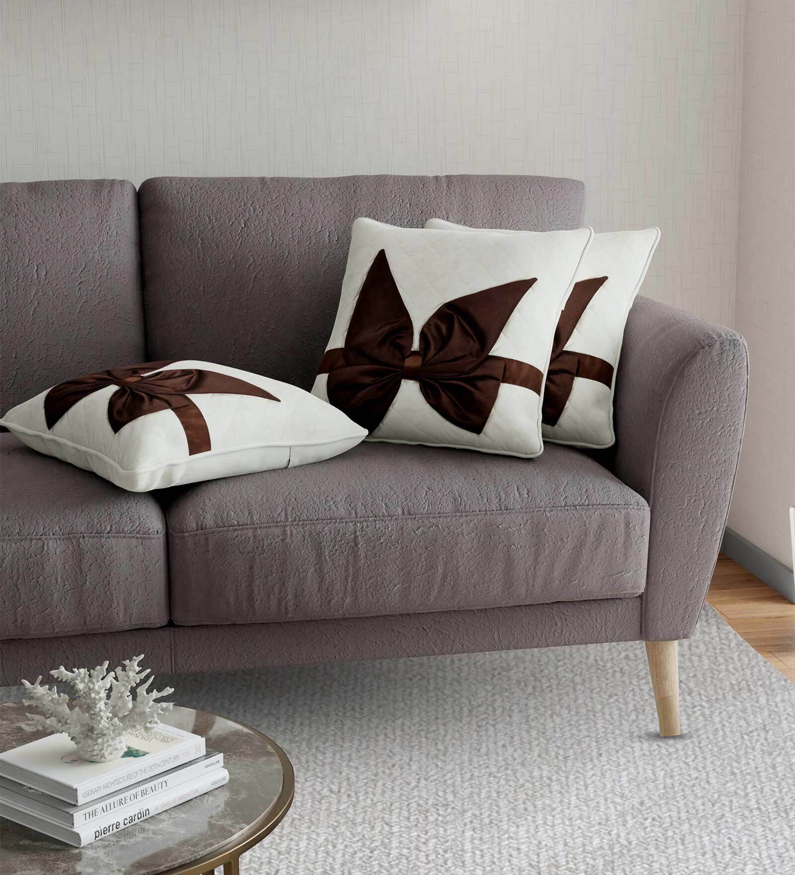 Buy White Decorative cushion Cotton 3D Printed Cushion Cover by JAIPUR ...
