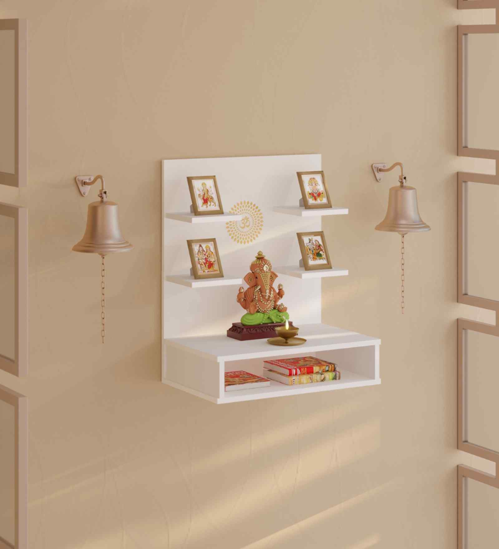 Buy White Dhruv Wall Mount Pooja at 74% OFF by bluewud | Pepperfry