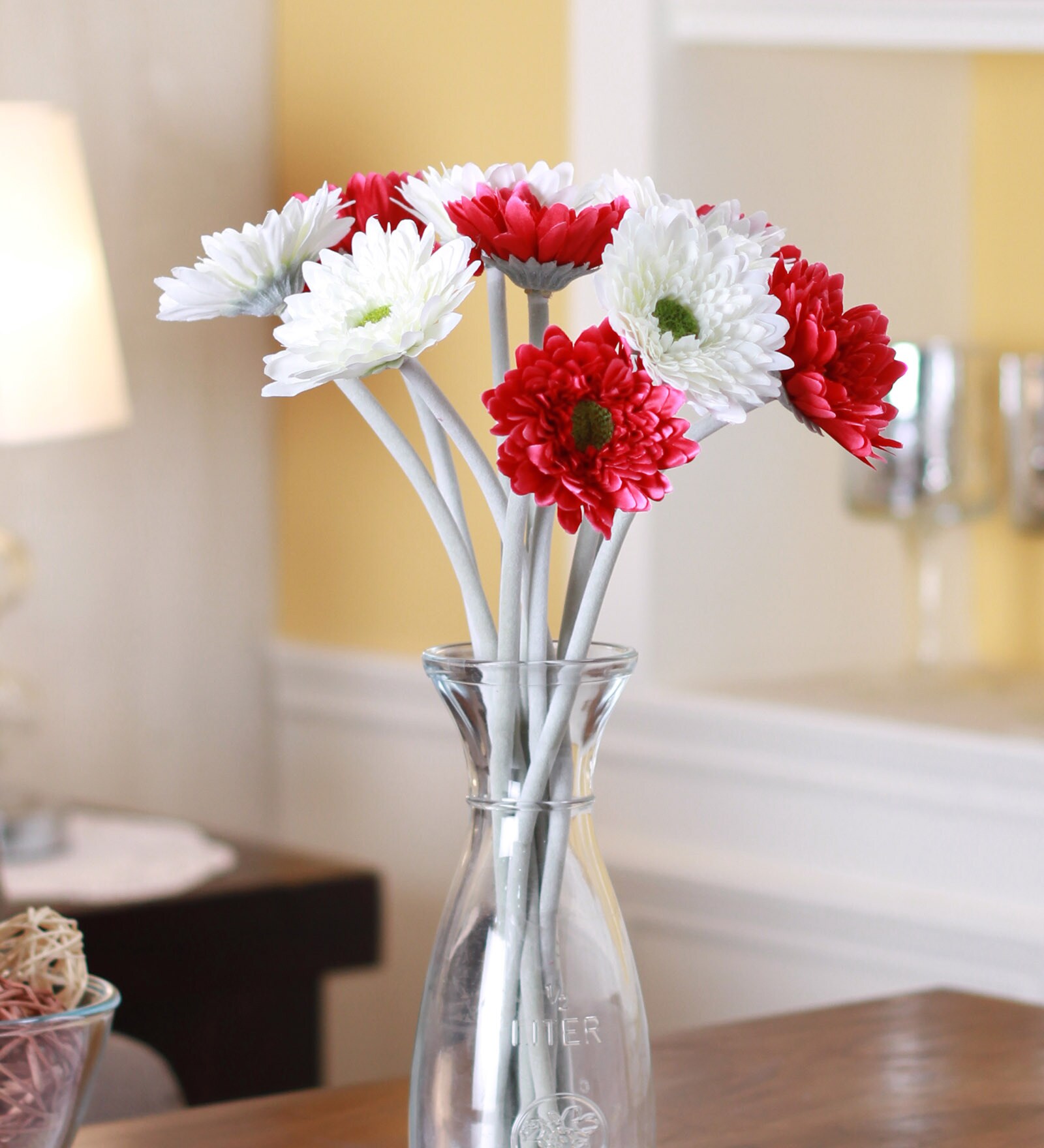 Buy Multicolour Fabric & Plastic Artificial Gerbera Flower Stem by ...
