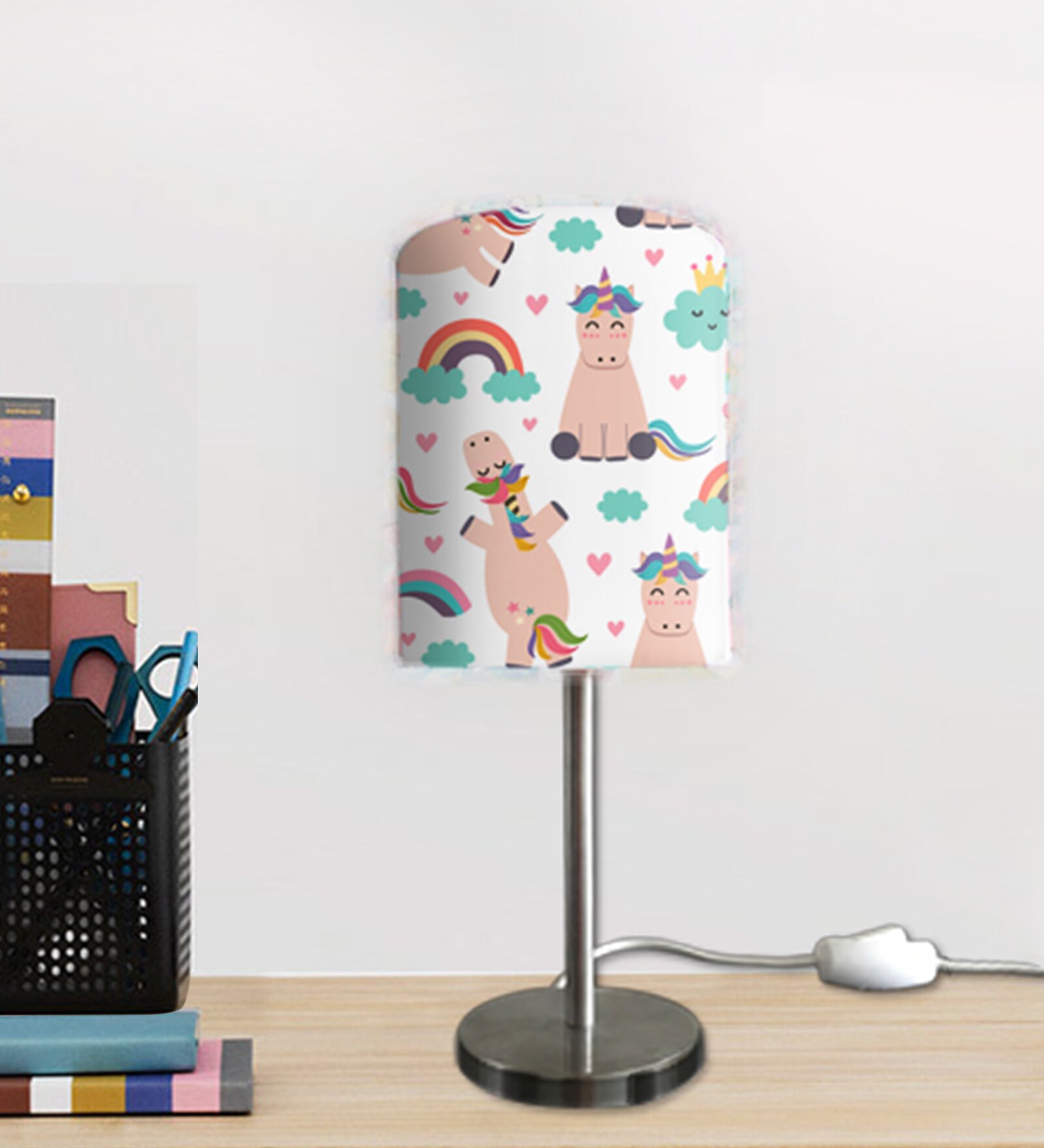 Buy White Fabric Unicorn Rainbow Kids Table Lamp Nutcase by NUTCASE at ...