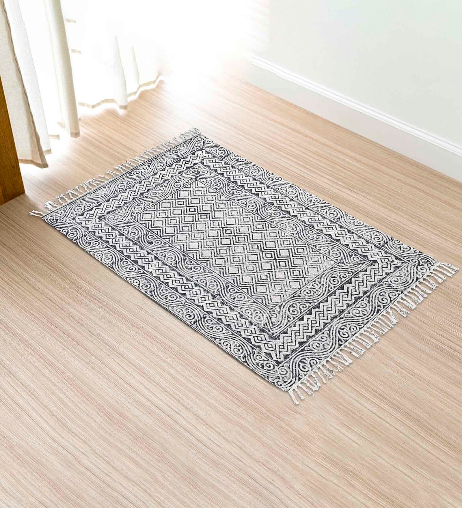 Buy White Traditional Cotton 24x36 Inches AntiSkid 1 Door Mat at 32% ...