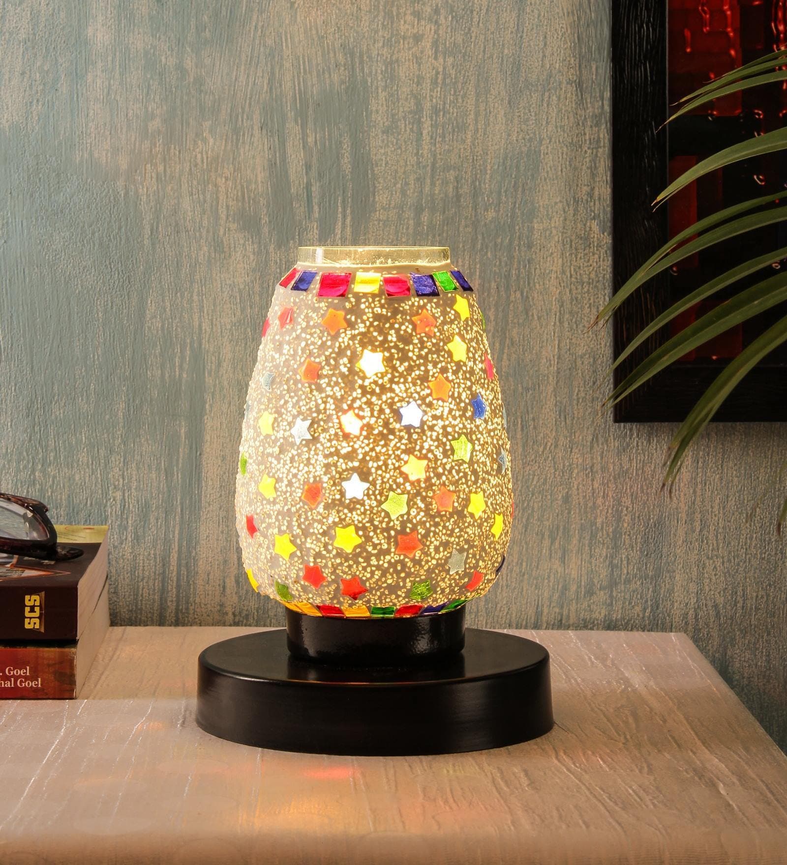 Buy Dorian Multicolour Glass Shade Table Lamp With Metal Base at 53% ...