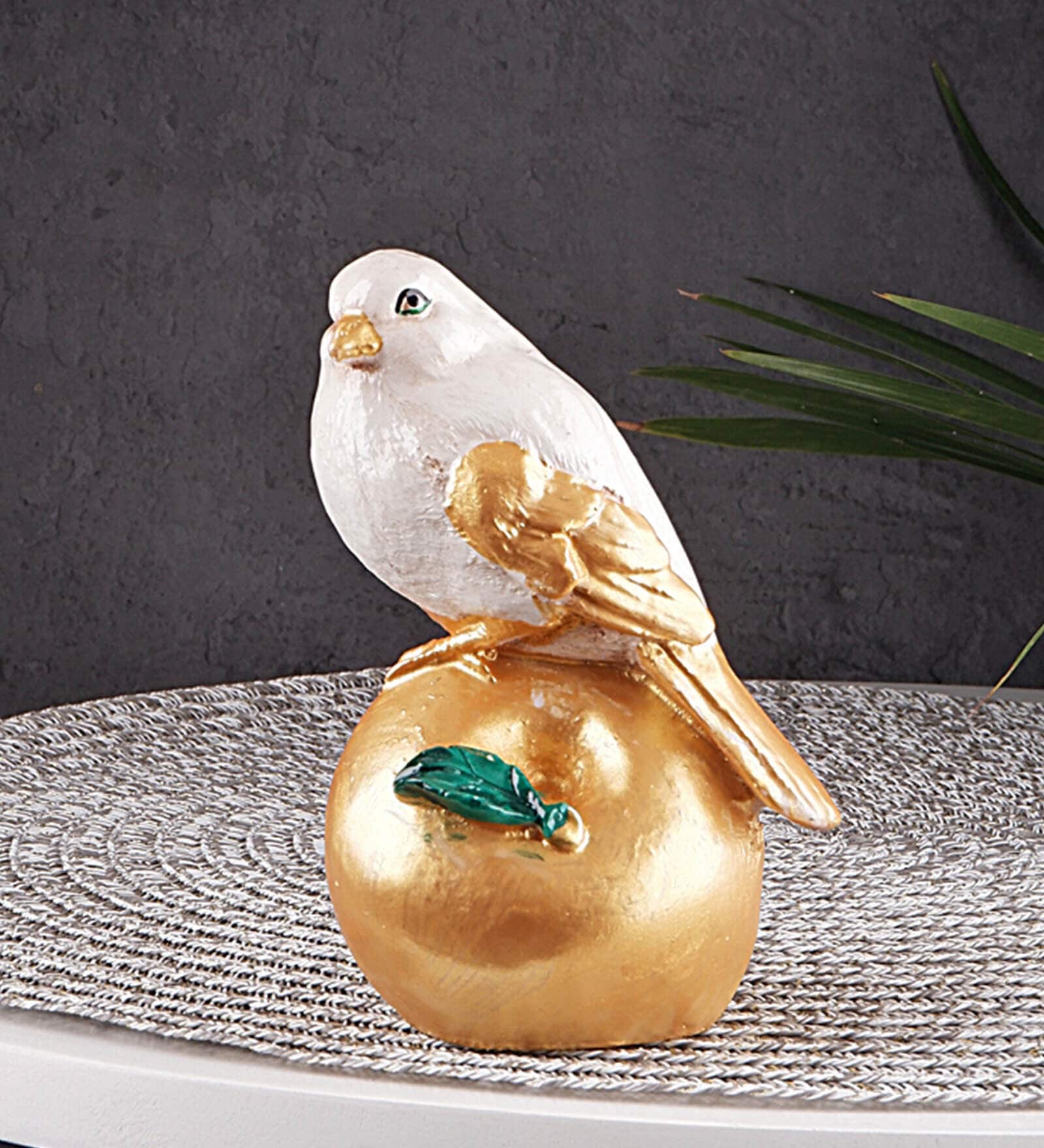 Buy White Gold Antique Gold Chirpy Bird By The White Ink Decor Online ...