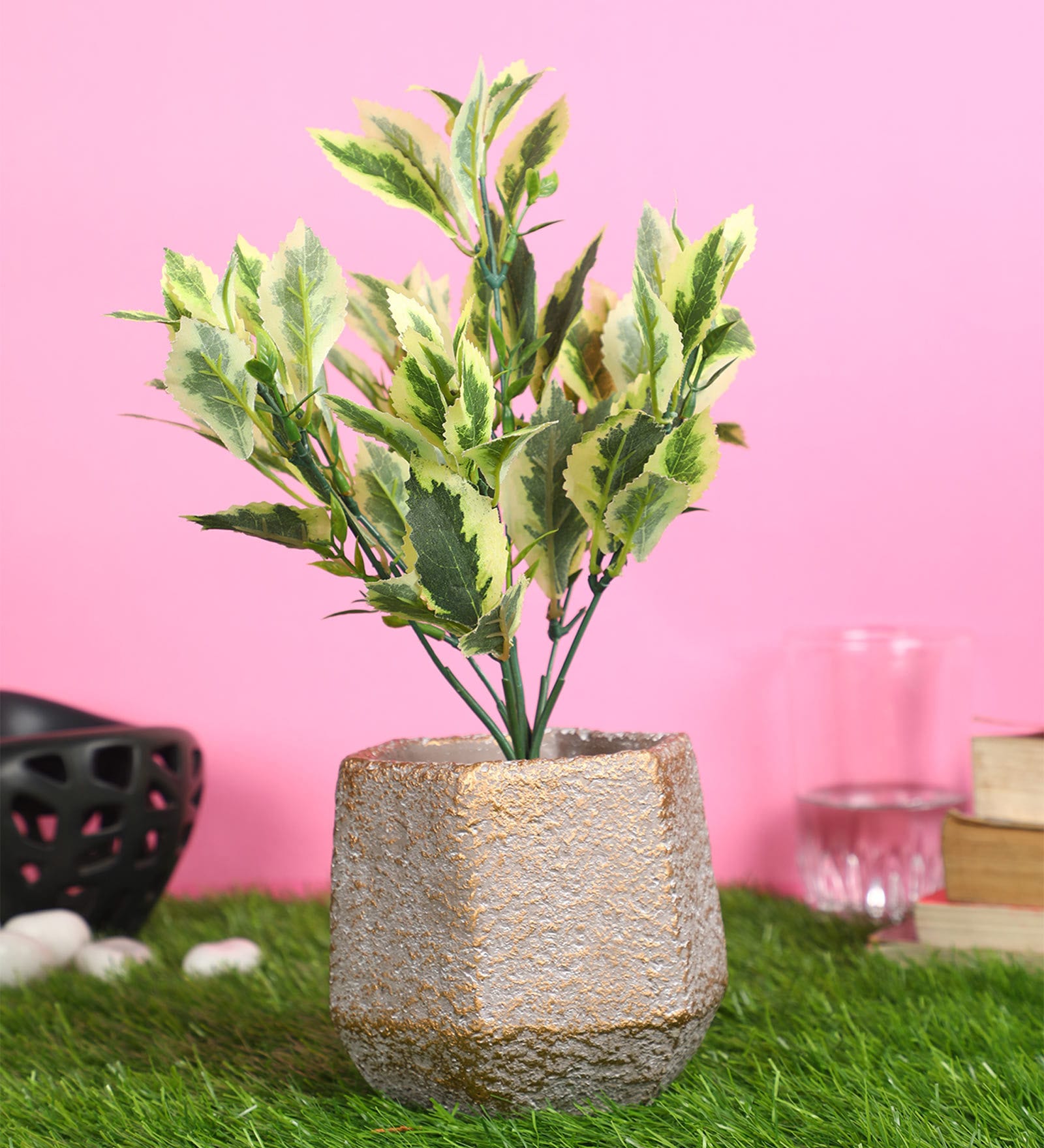 Buy White-Green PVC Artificial Plant Without Pot by Pollination at 34% ...