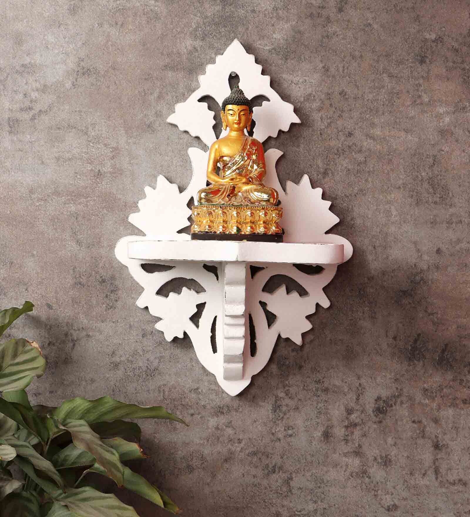 Buy White Handcrafted Solid Wood Traditional Wall Shelf at 20% OFF by ...