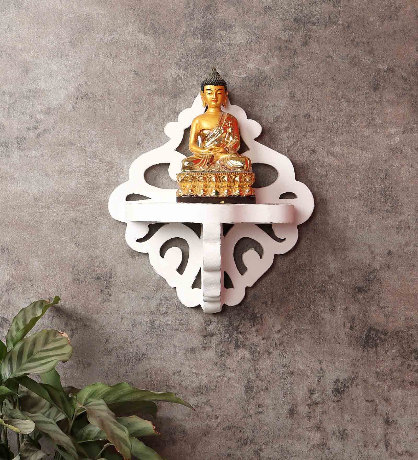Buy White Handcrafted Solid Wood Traditional Wall Shelf at 31% OFF by ...