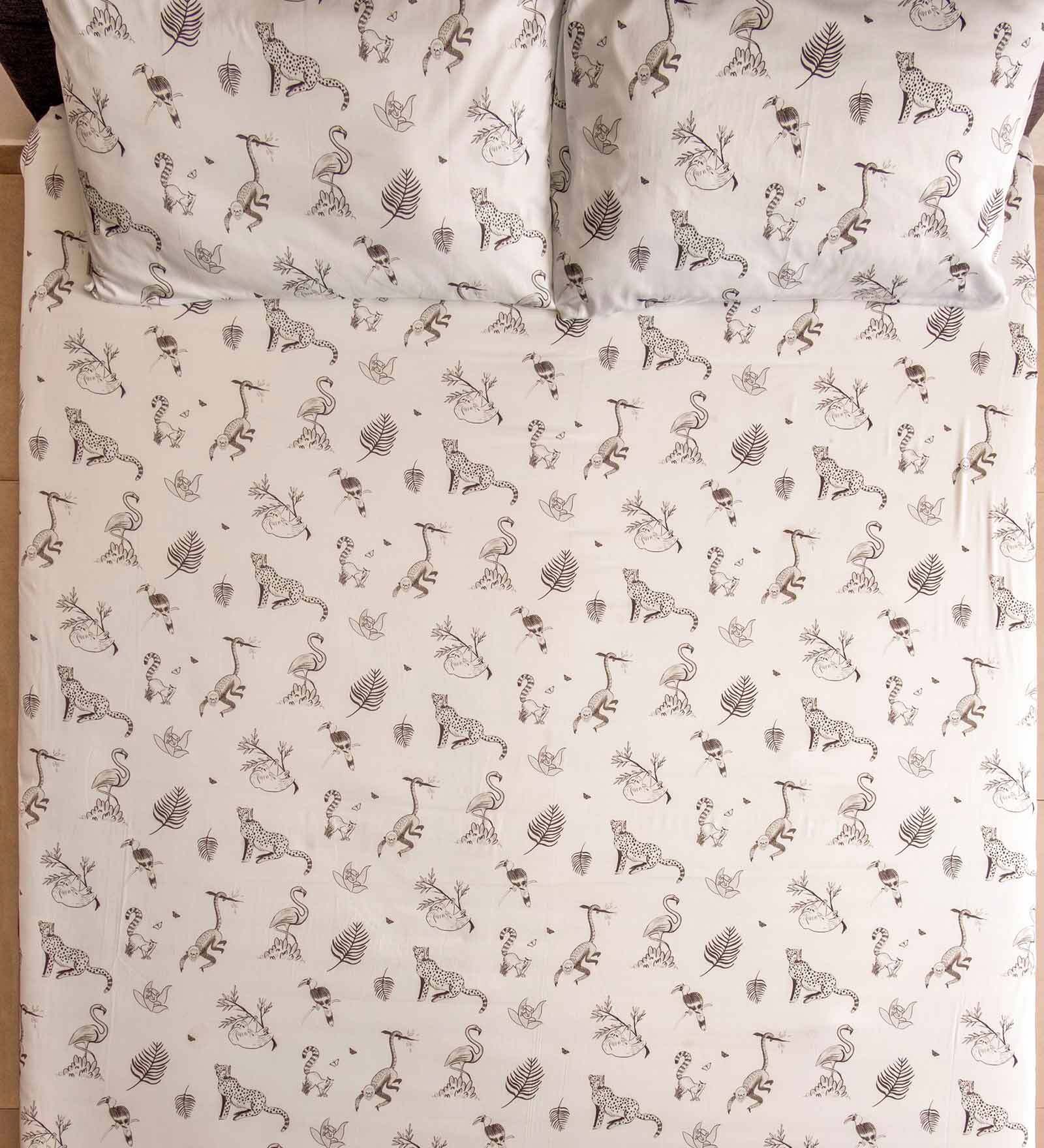 Buy White Jungle Stories 300 TC Cotton Double Bedsheet at 17% OFF by ...