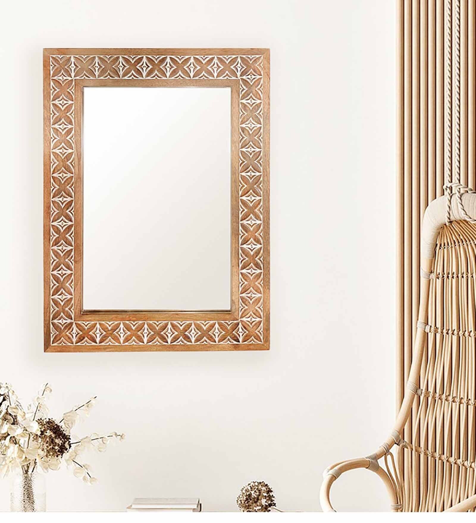 Buy White Mango Wood Wall Mirror at 24% OFF by Strawberry Collective ...