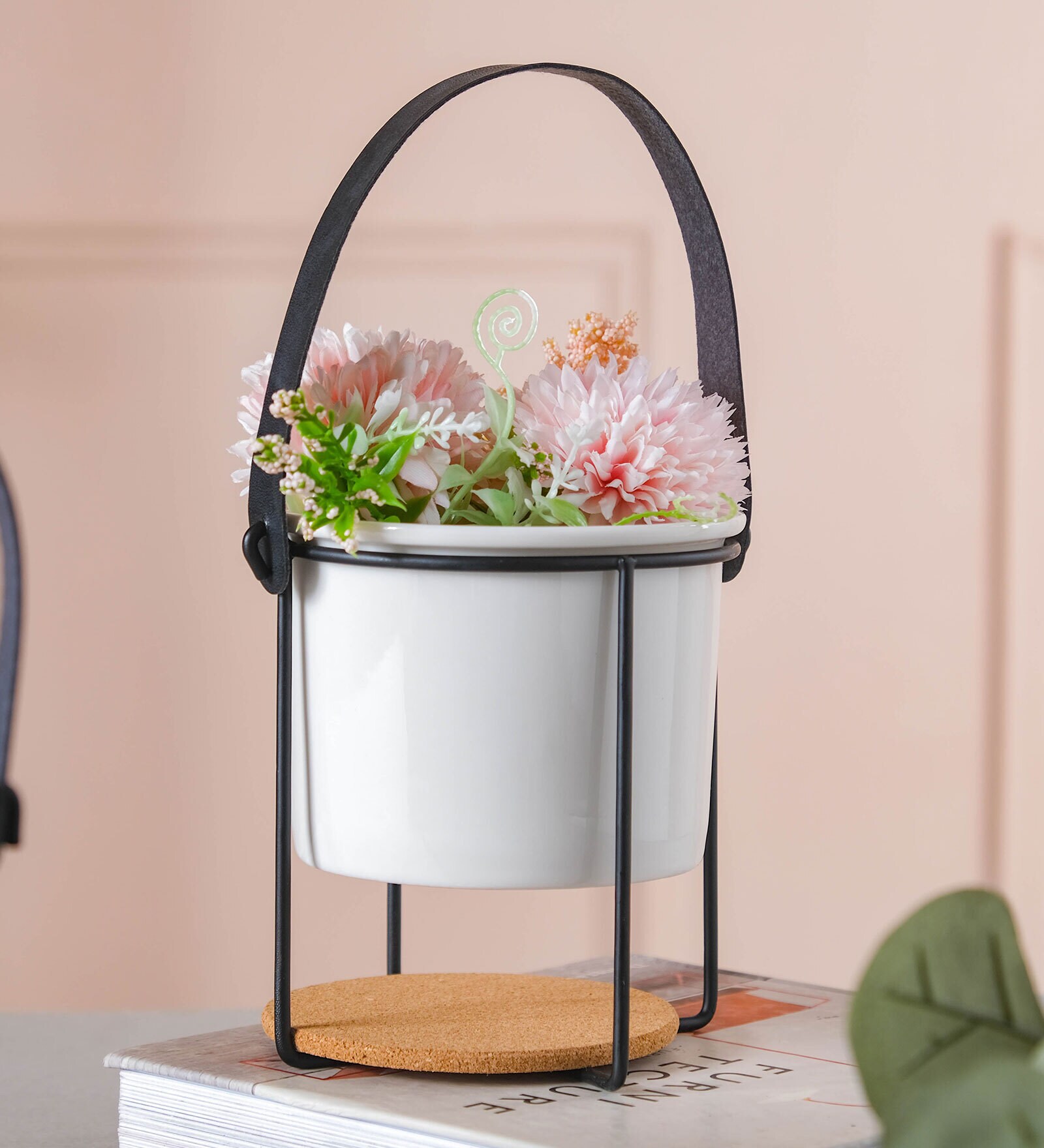 Buy White Marble Bucket Ceramic, Metal, Wood & Leather Planter at 29% ...
