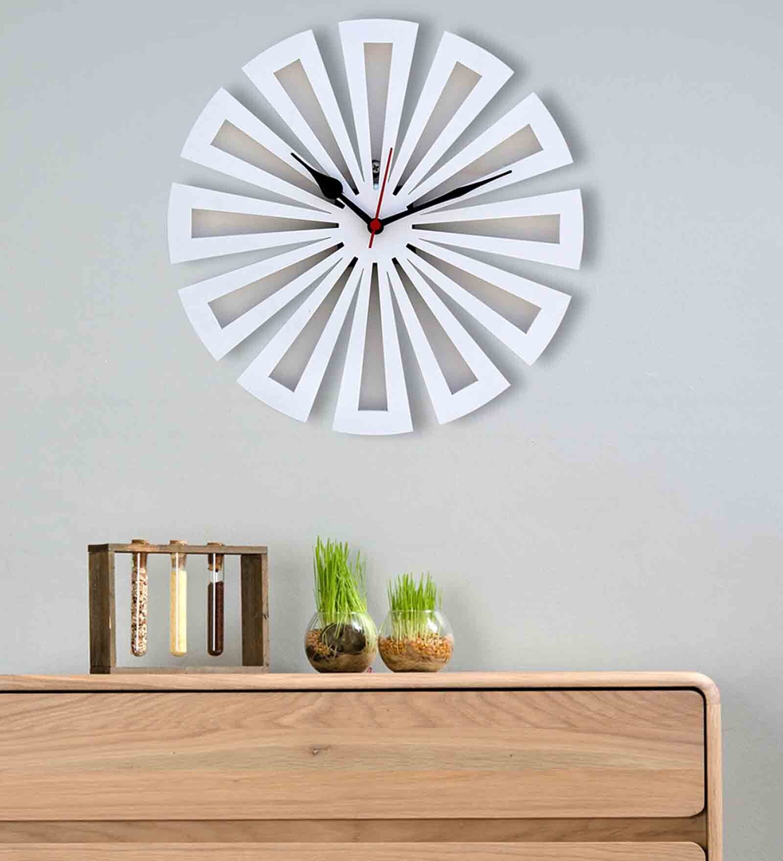 Buy White MDF Swat Modern Wall Clock at 25% OFF by Craftter | Pepperfry