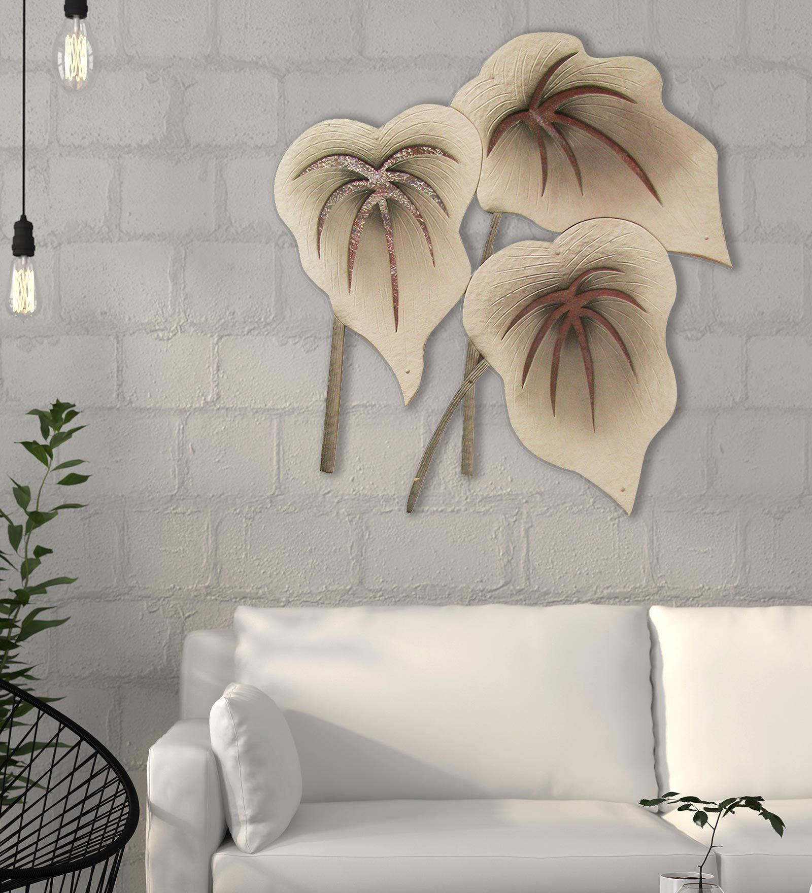 Buy White MDF Three Leafs Wall Mural at 23% OFF by Earthen Symphony ...