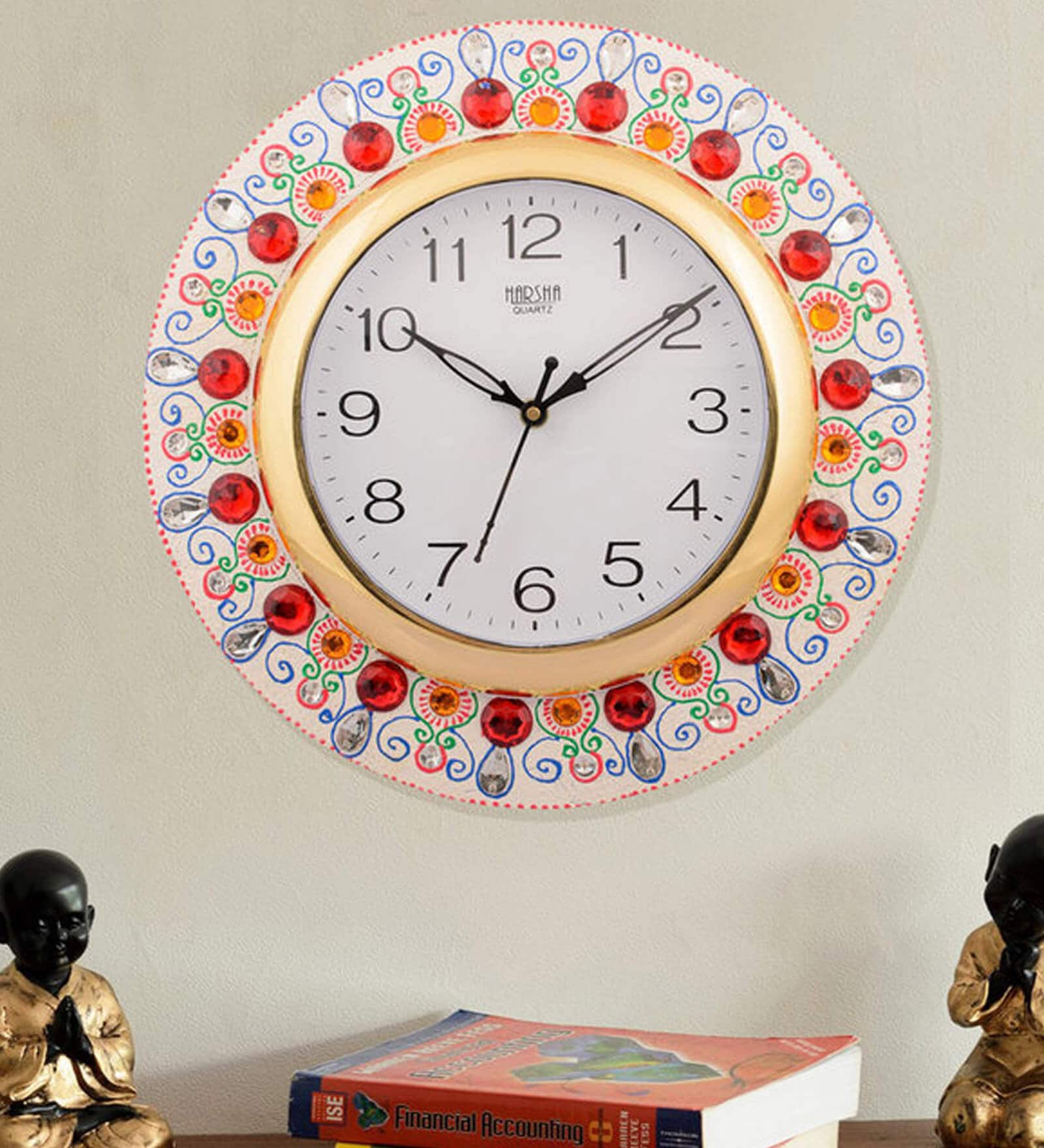 Buy White Paper Mache Analog Wall Clock by Ecraftindia Online ...