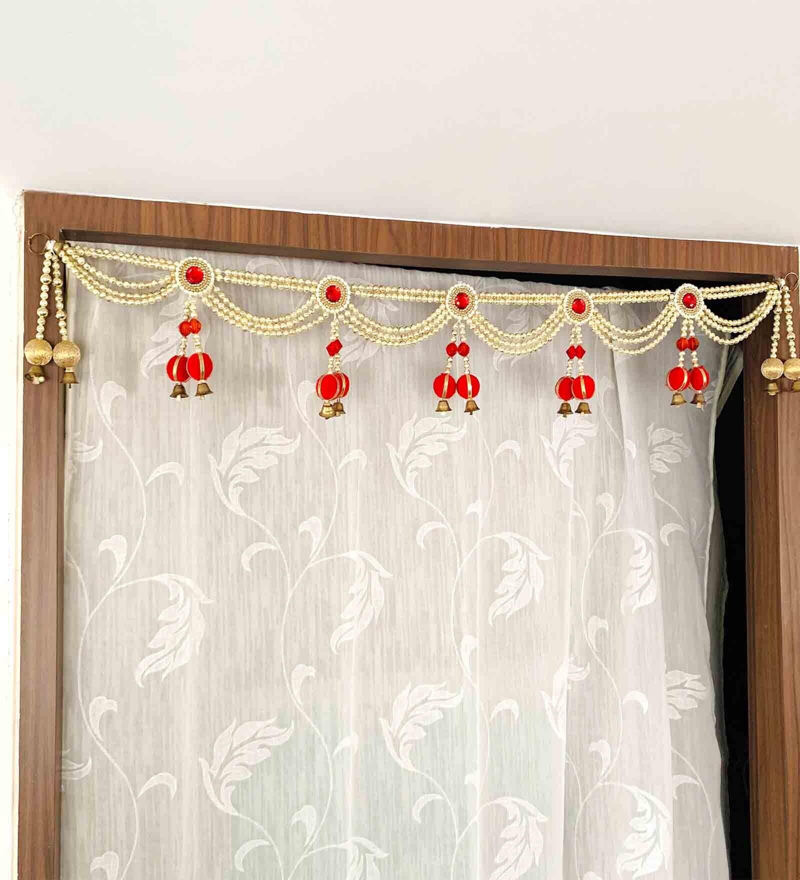 Buy White Pearl With Small Bell Toran by Suriti The culture shop at 23% ...