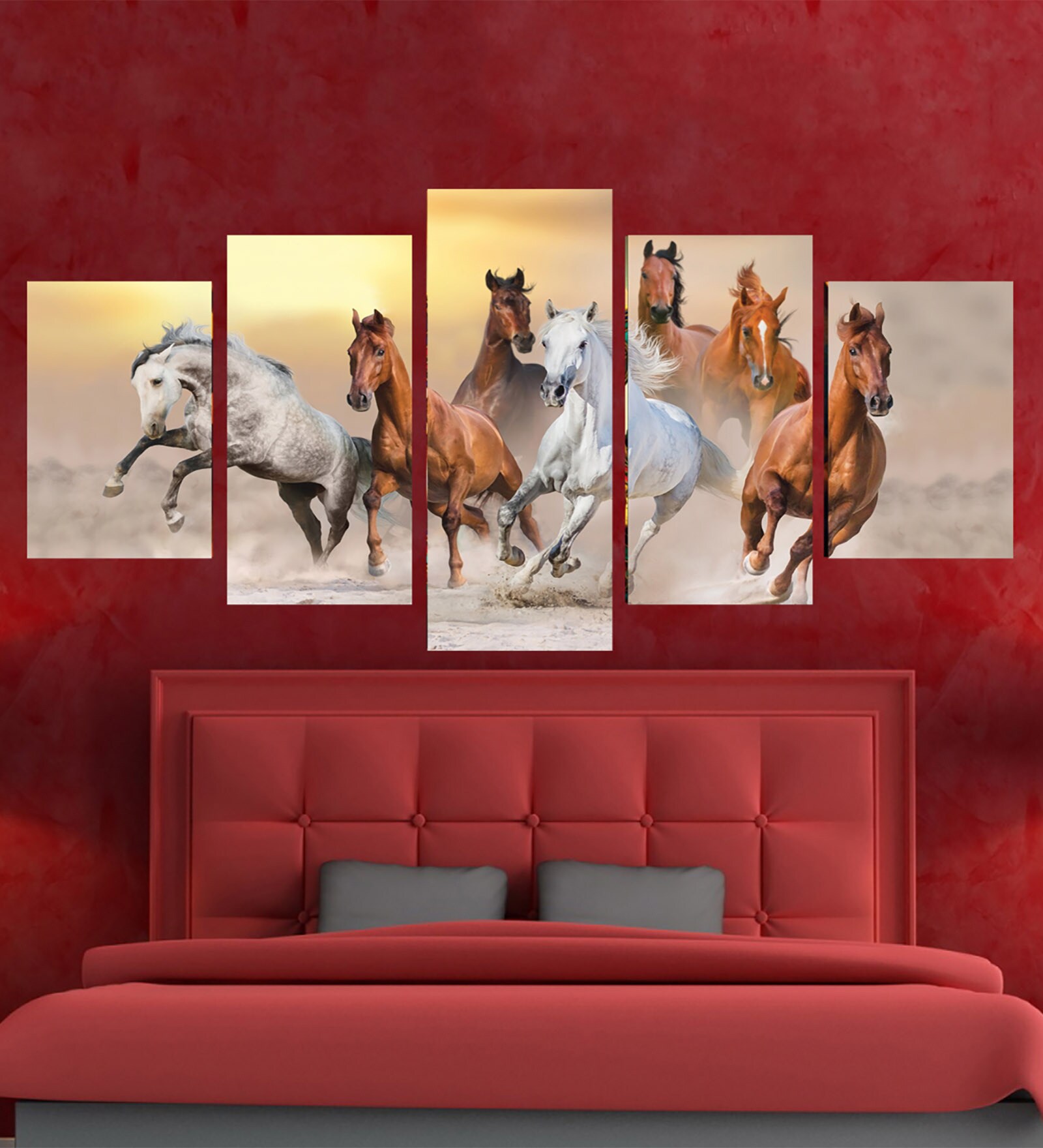 Buy White Pinewood Printed Wildlife Art 39 X 24 Inches 4 Art Panels at ...