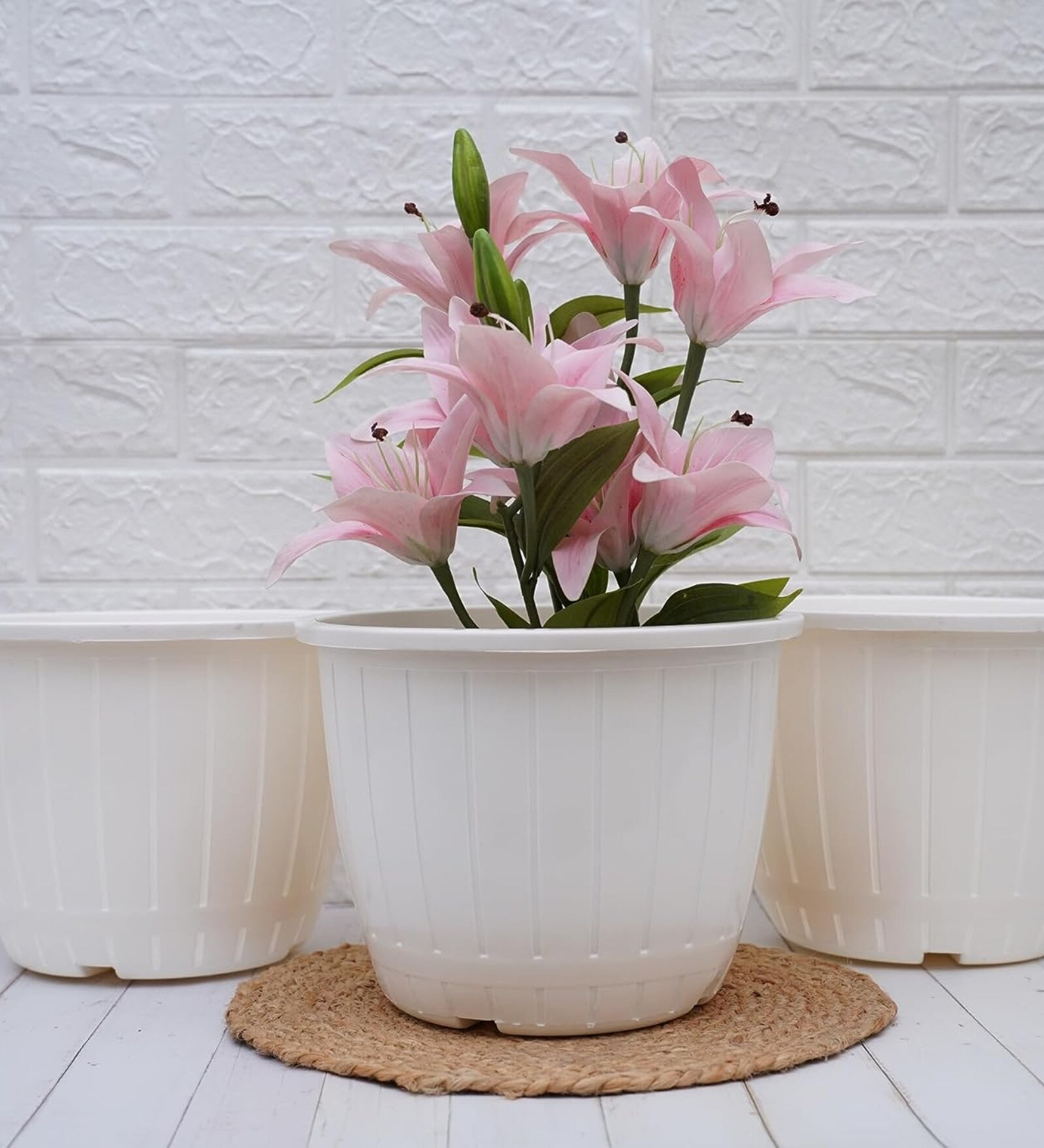 Buy White Plastic (Set of 3) Desk Pots at 20% OFF by Gold Dust | Pepperfry