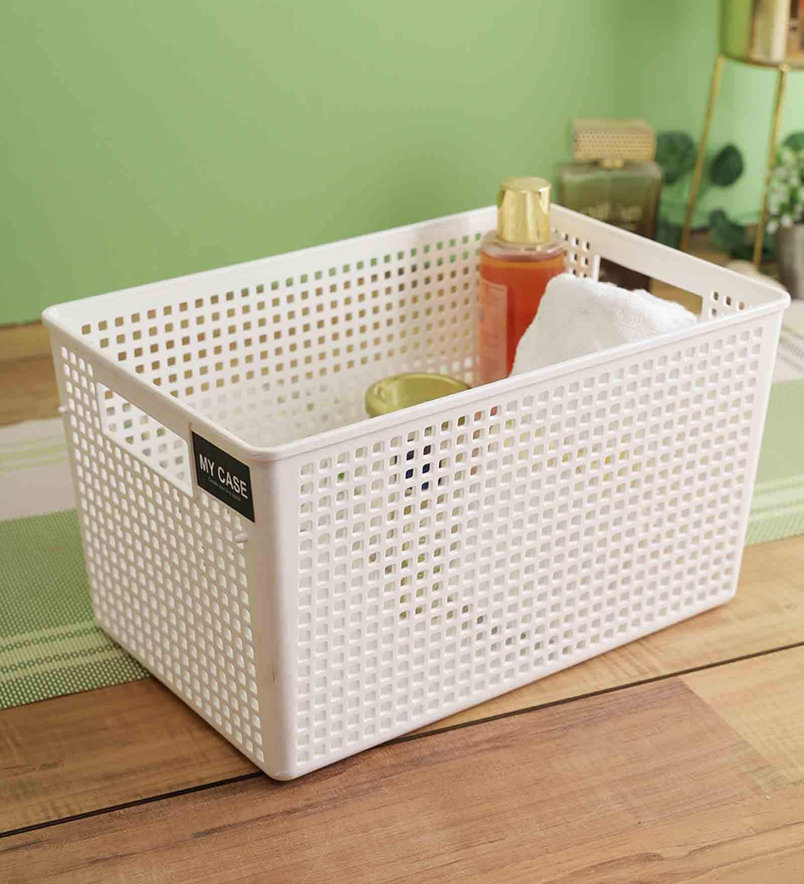 Buy White Plastic Basket With Handle Desk Organizers at 31% OFF by Lock ...