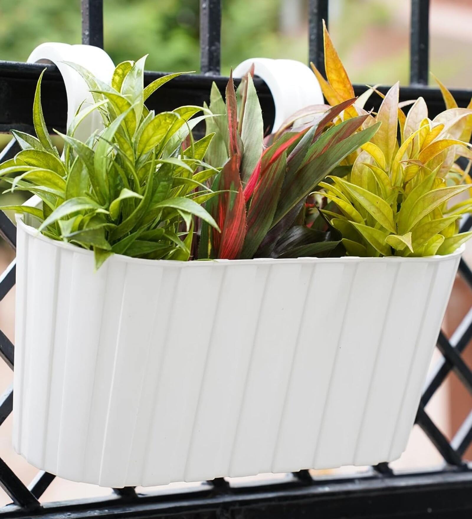 Buy White Plastic Railing Planter at 17% OFF by Gold Dust | Pepperfry