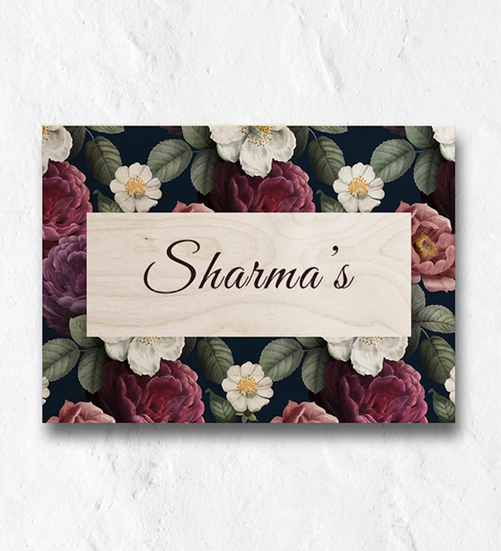 Buy White Plywood Customizable Indin Flower Theme Name Plate By ...