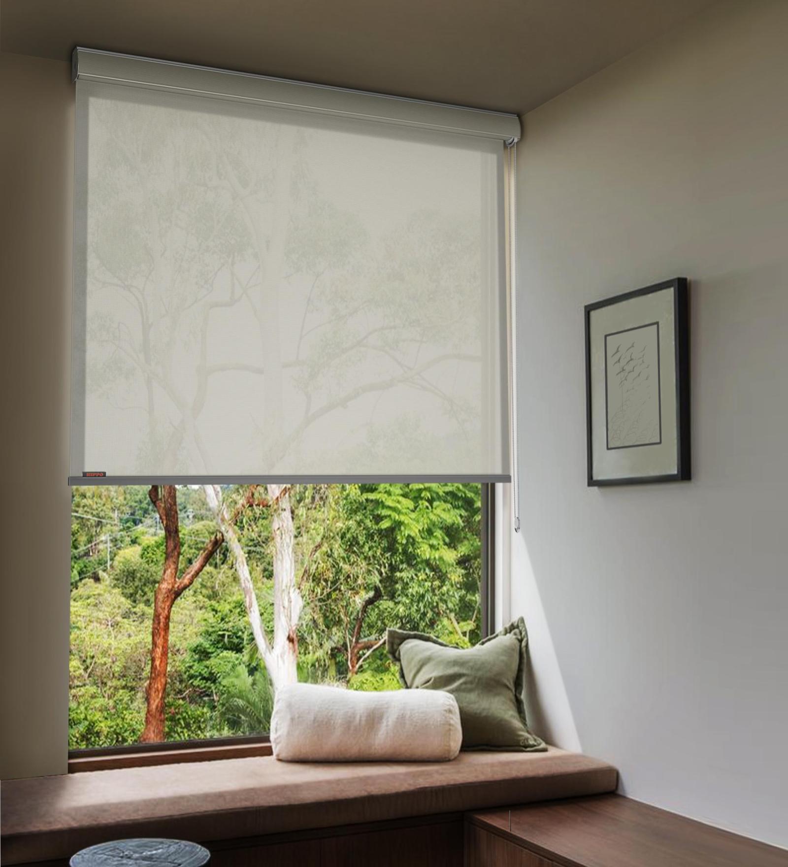 Buy White Polyester Solid 60 X 48 inches Semisheer Sunscreen Blind at ...