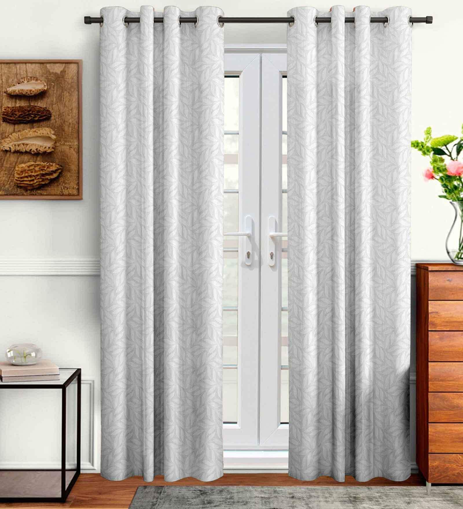 Buy White Solid Polyester 7 Ft Semisheer Eyelet Door Curtains (Set of 2 ...