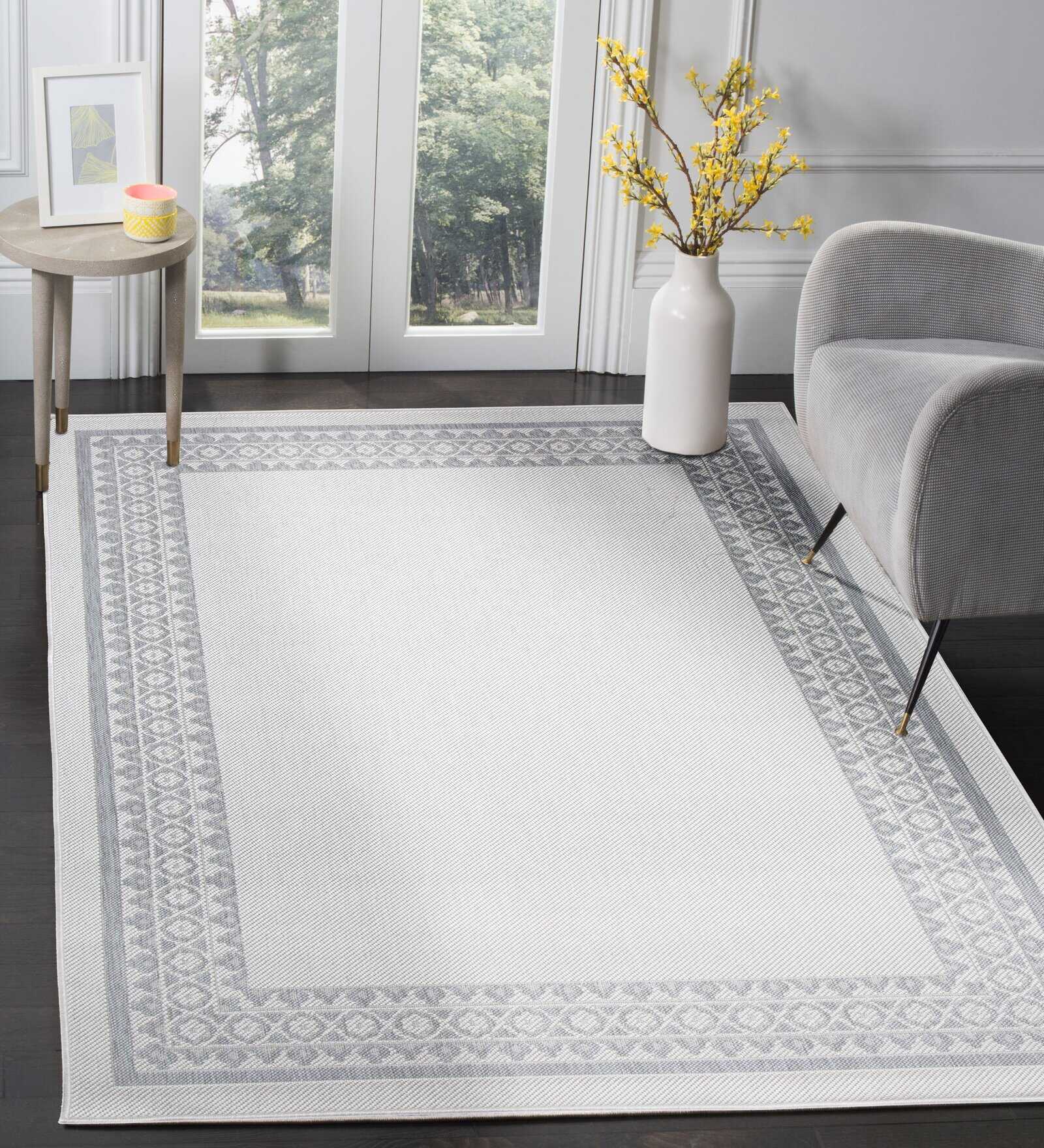 Buy White Persian Polypropylene 6 ft x 9 ft Machine Made Carpet by ...