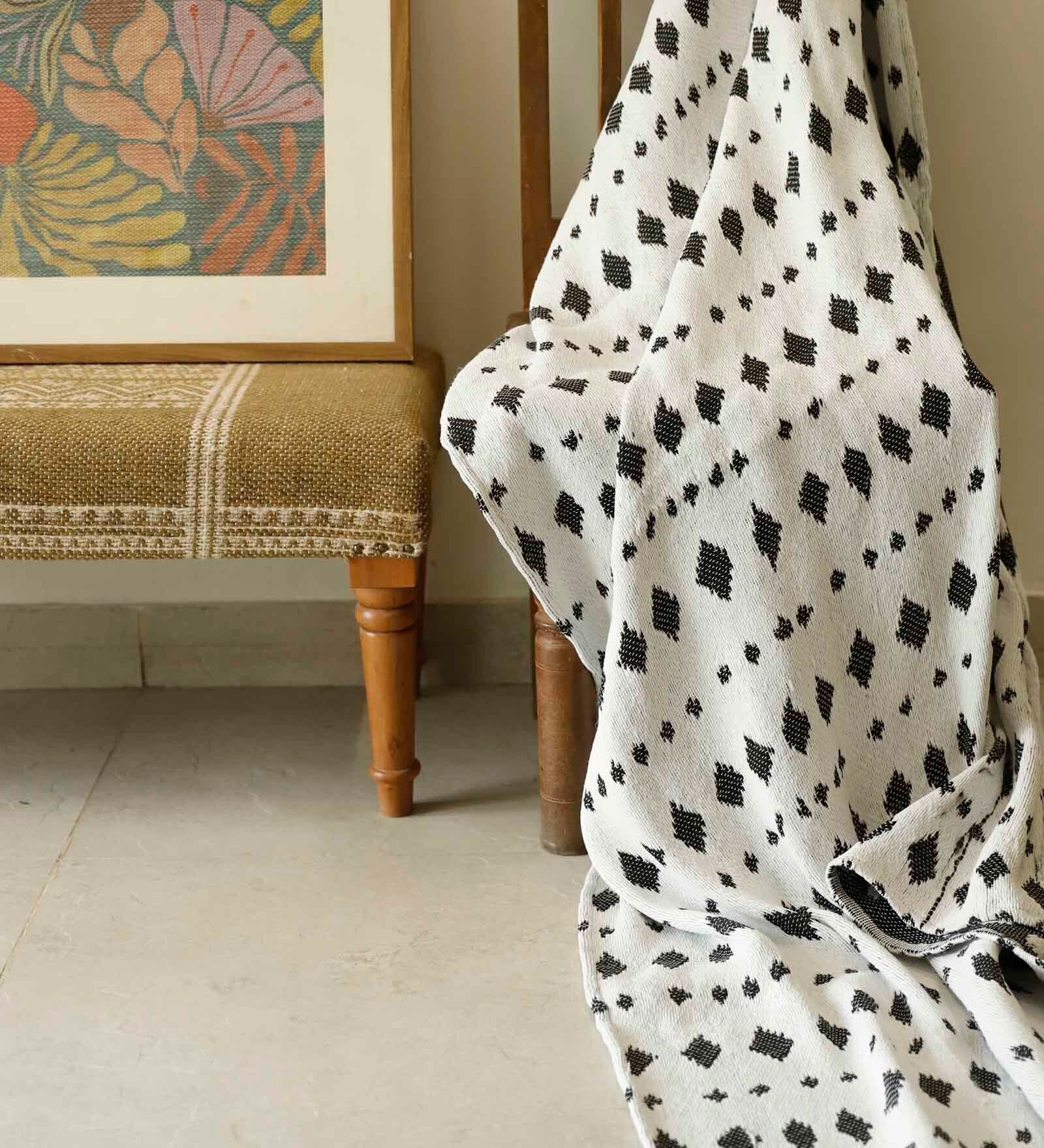 Buy White Polyster Geometric 72X48 Inches Reversible Throw at 32% OFF ...