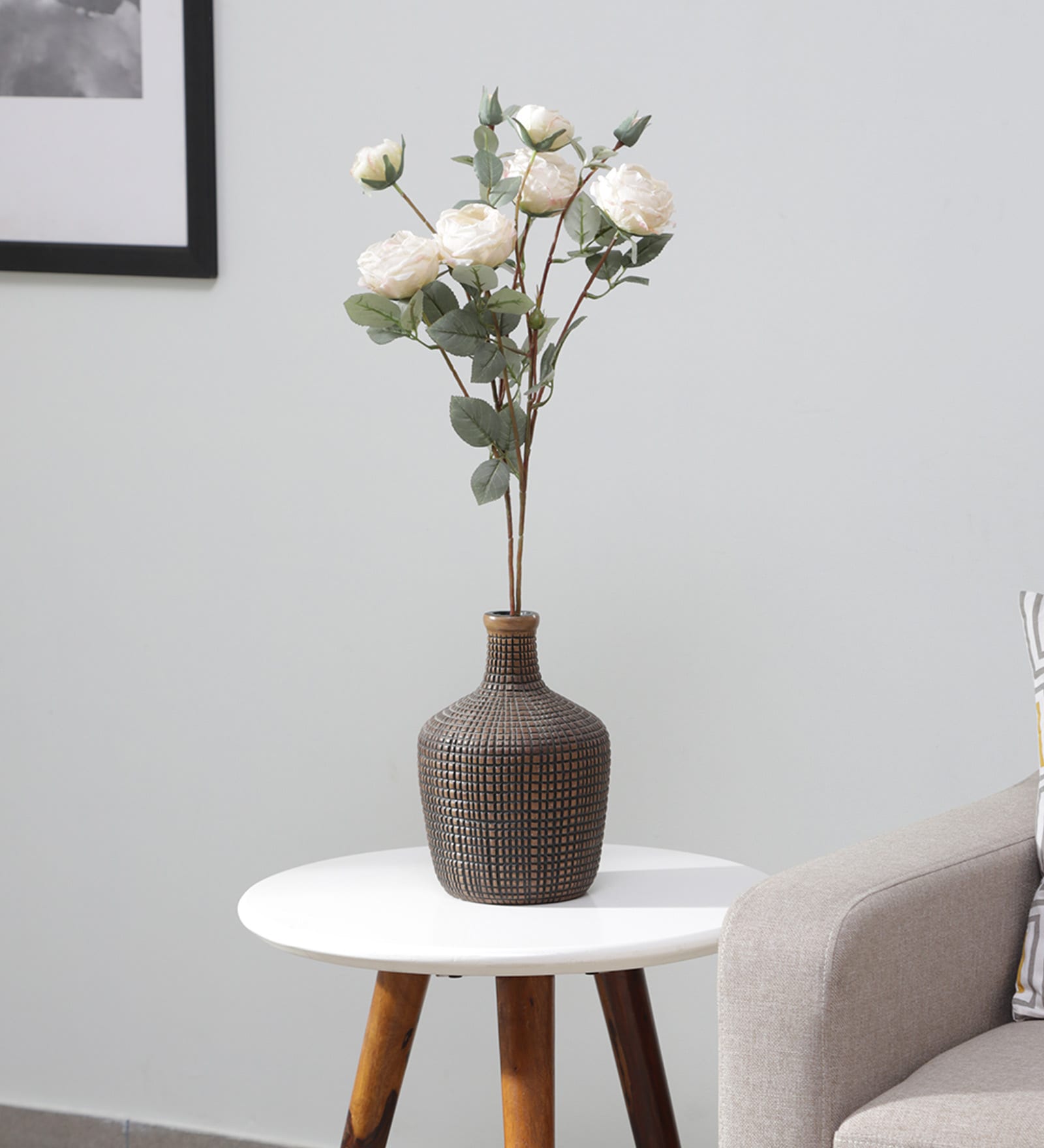 Buy White Fabric Rose Sticks Artificial Flowers at 43% OFF by Fourwalls ...