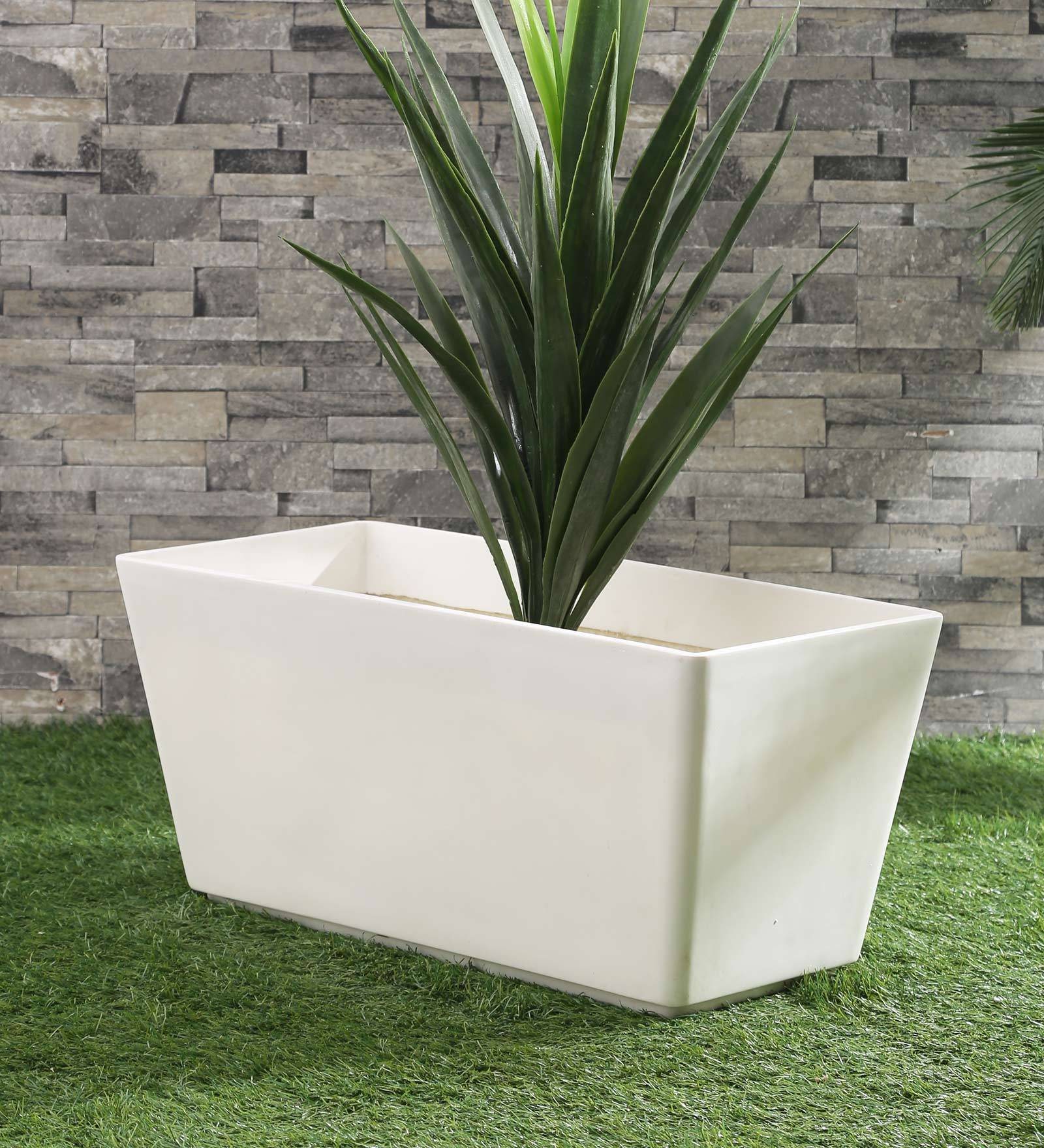 Buy White Polystone Rectangular Shaped Planter by Yuccabe Italia at 24% ...