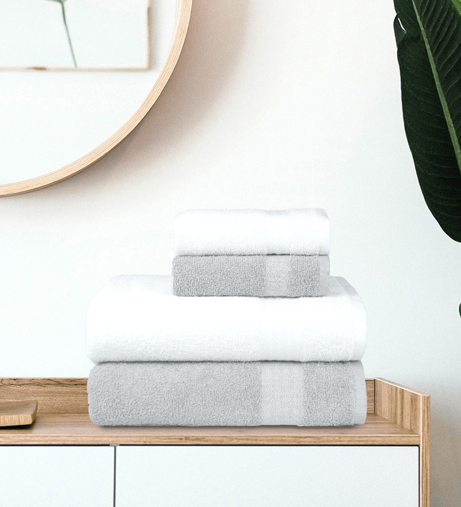 Buy Multicolor Solid 400 GSM Cotton Towel Sets (Set of 4) by Trident at ...