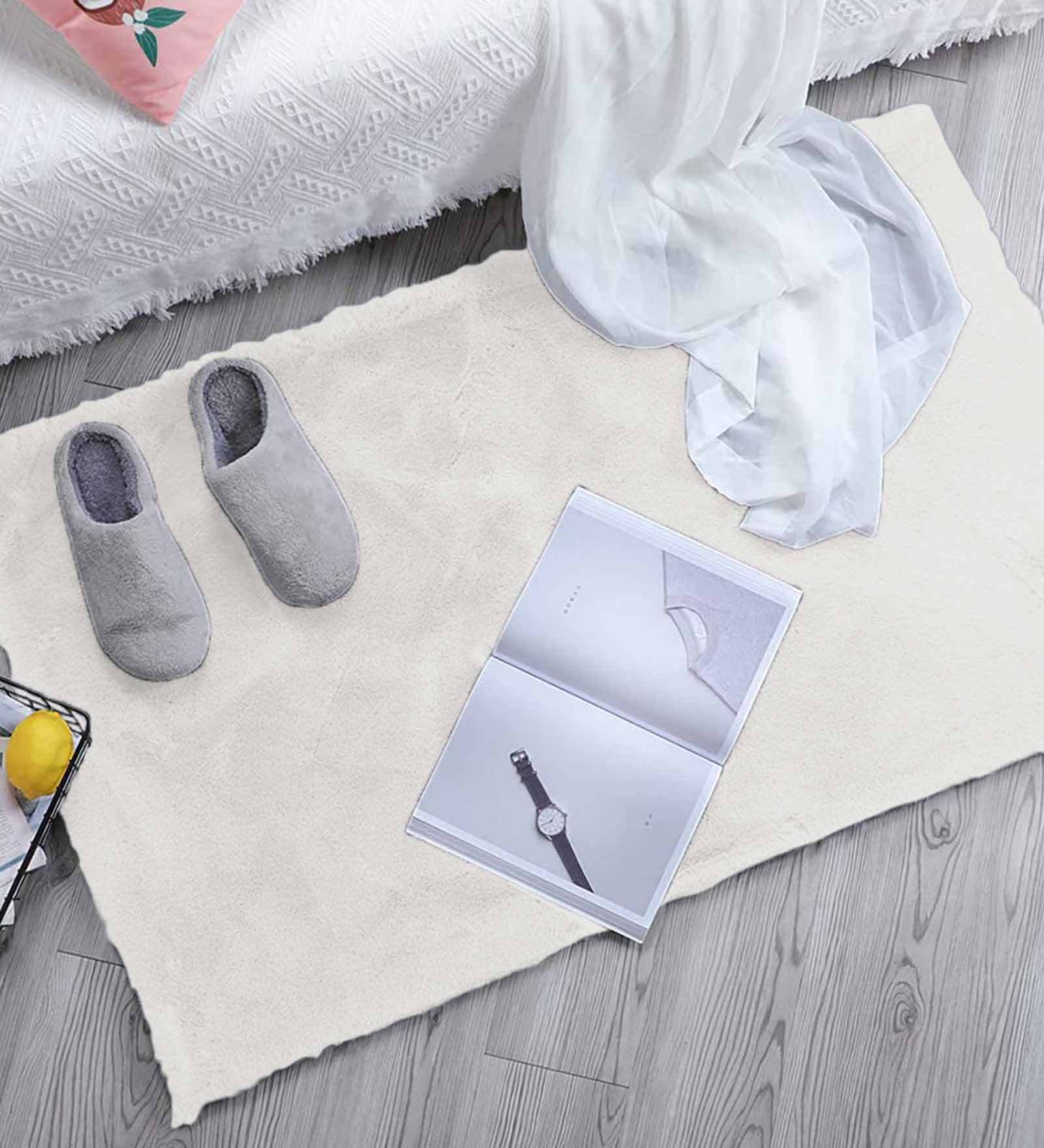 Buy White Solid Polyester 30x18 Inches AntiSkid Bath Mat at 69% OFF by Luxe Home International ...