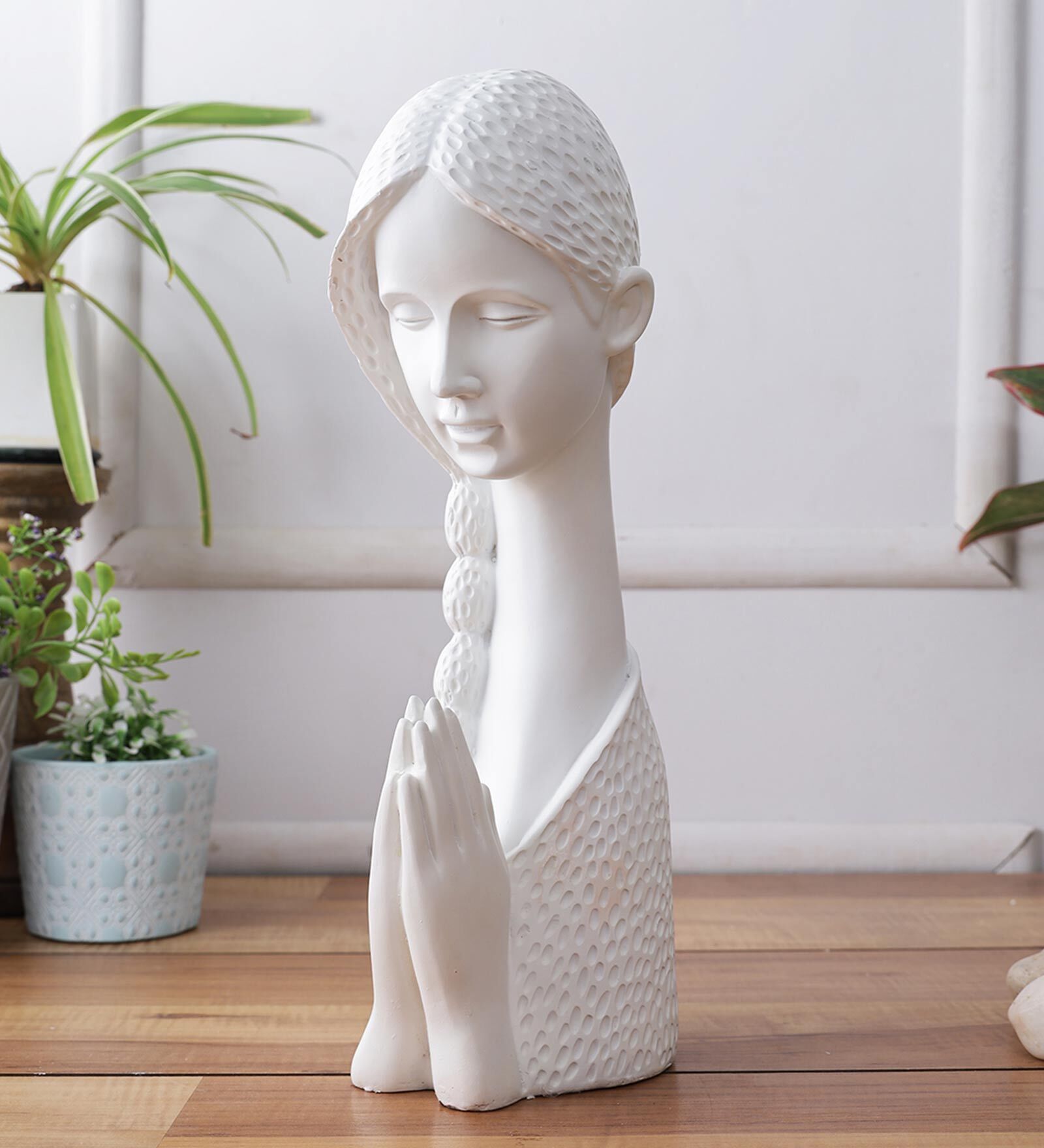 Buy White Stone Finish Praying Lady Showpiece at 21% OFF by Tayhaa ...