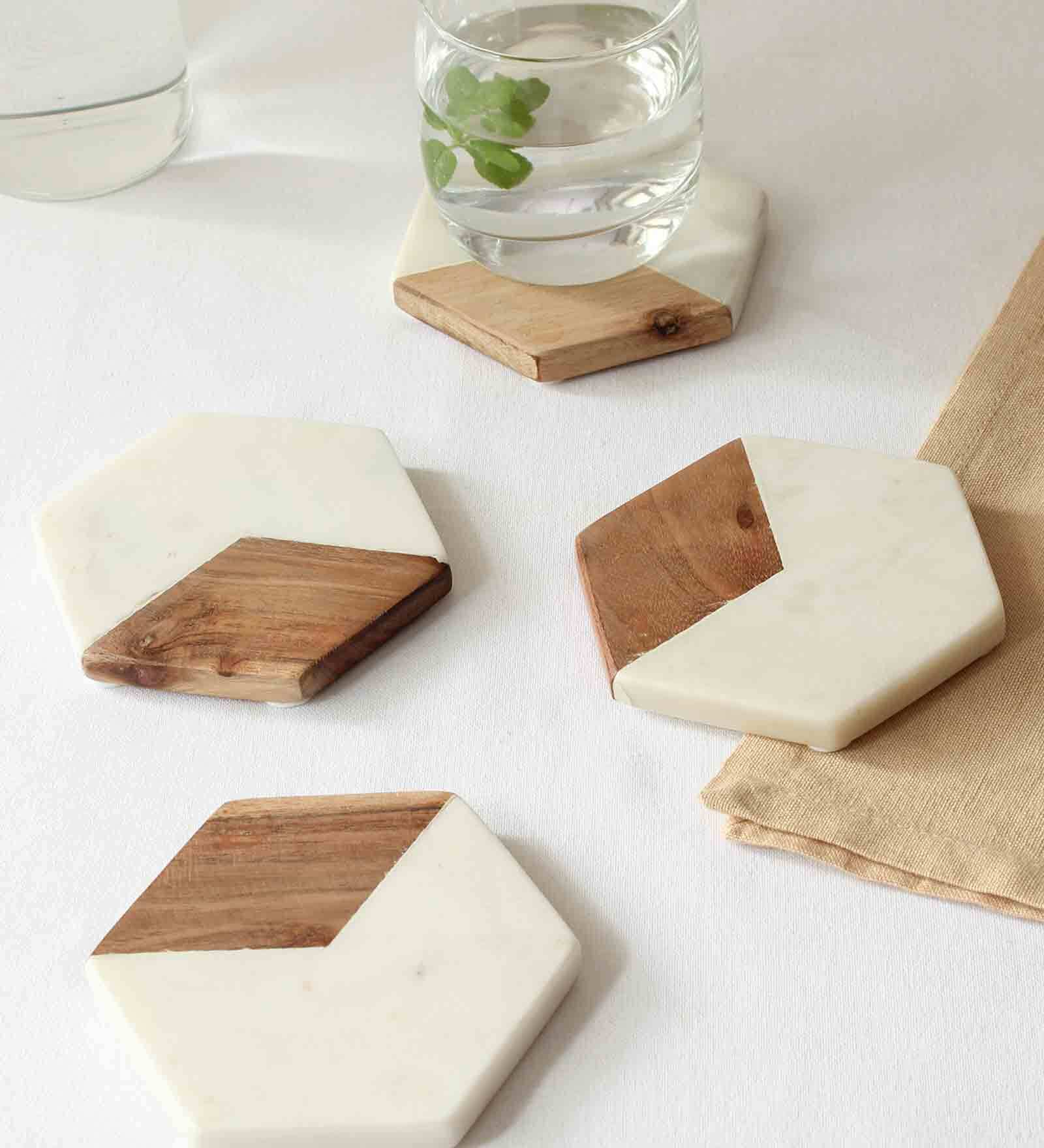 Buy White Stone Set Of 4 Coasters by House This | Pepperfry