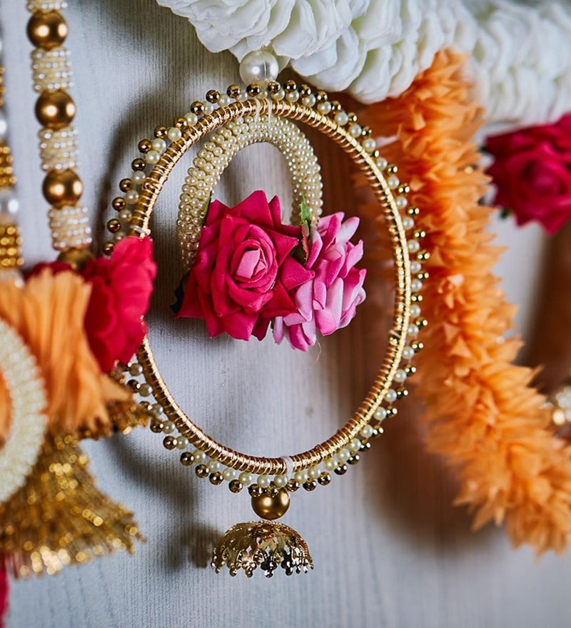 Buy White Decorative Flower And Pearls Toran By Swastik Pooja Online ...