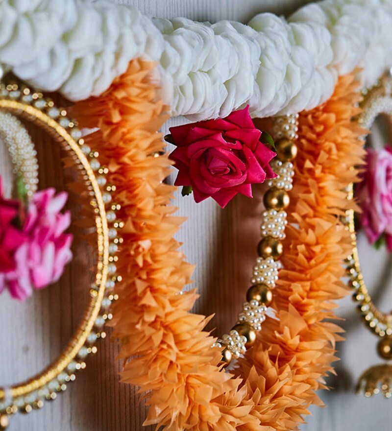 Buy White Decorative Flower And Pearls Toran By Swastik Pooja Online ...