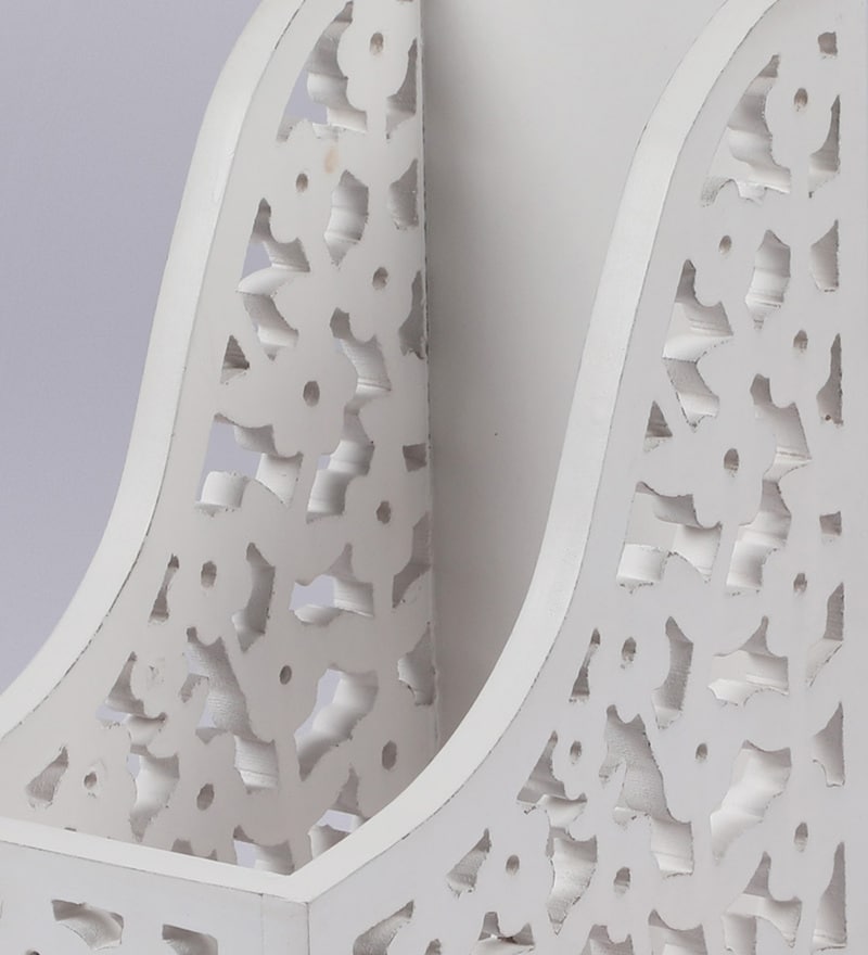 Buy White Engineered Wood Decorative Hand Crafted Magazine Holder by ...