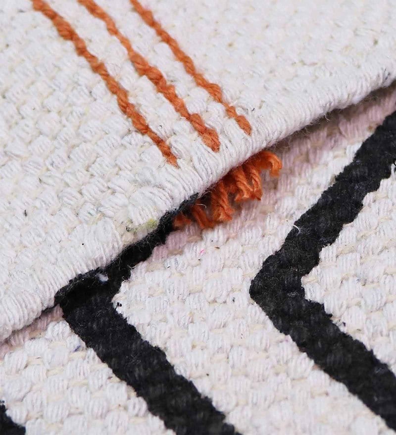 Buy Black Cotton 60 x 24 Inches Flat Weave Floor Runner by The Home ...