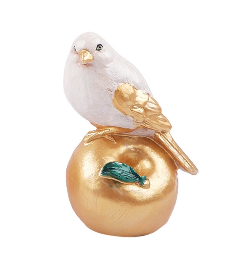 Buy White Gold Antique Gold Chirpy Bird By The White Ink Decor Online ...