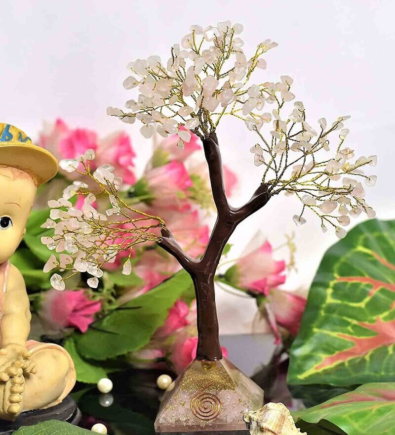 Buy White Quartz Stone Fortune Crystal Tree Showpiece by Muren Online ...