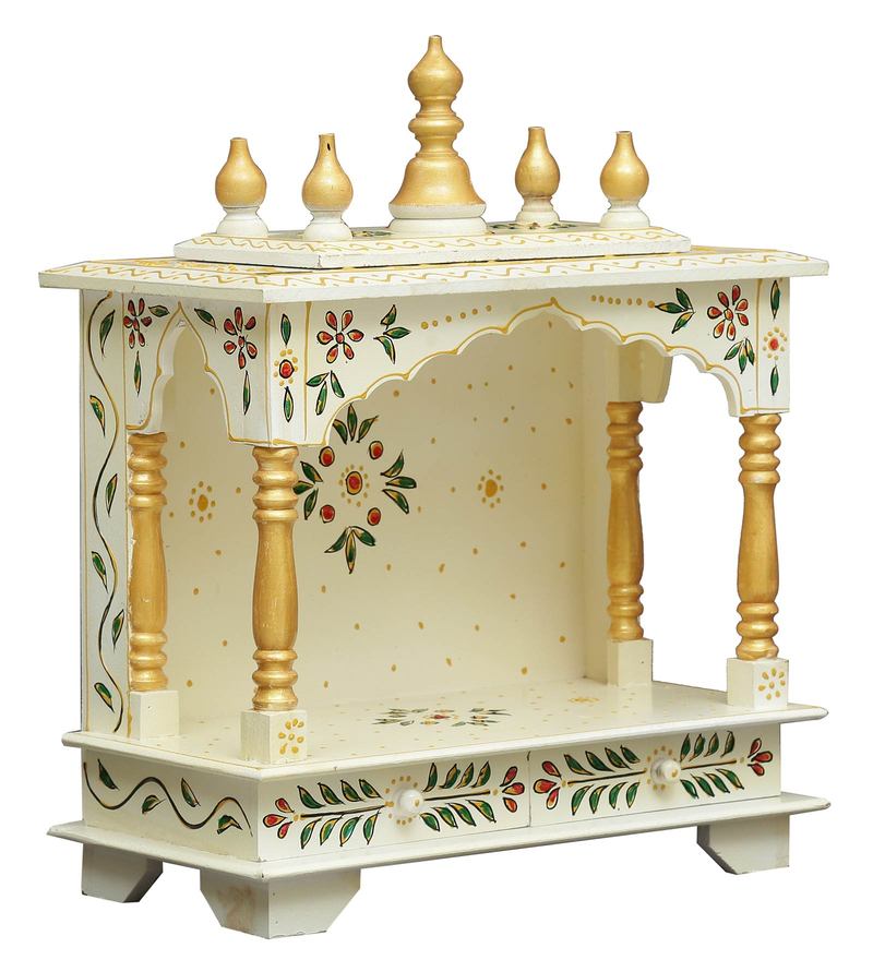 Buy White Sheesham Wood Pooja Mandir Without Door By D Dass Online ...